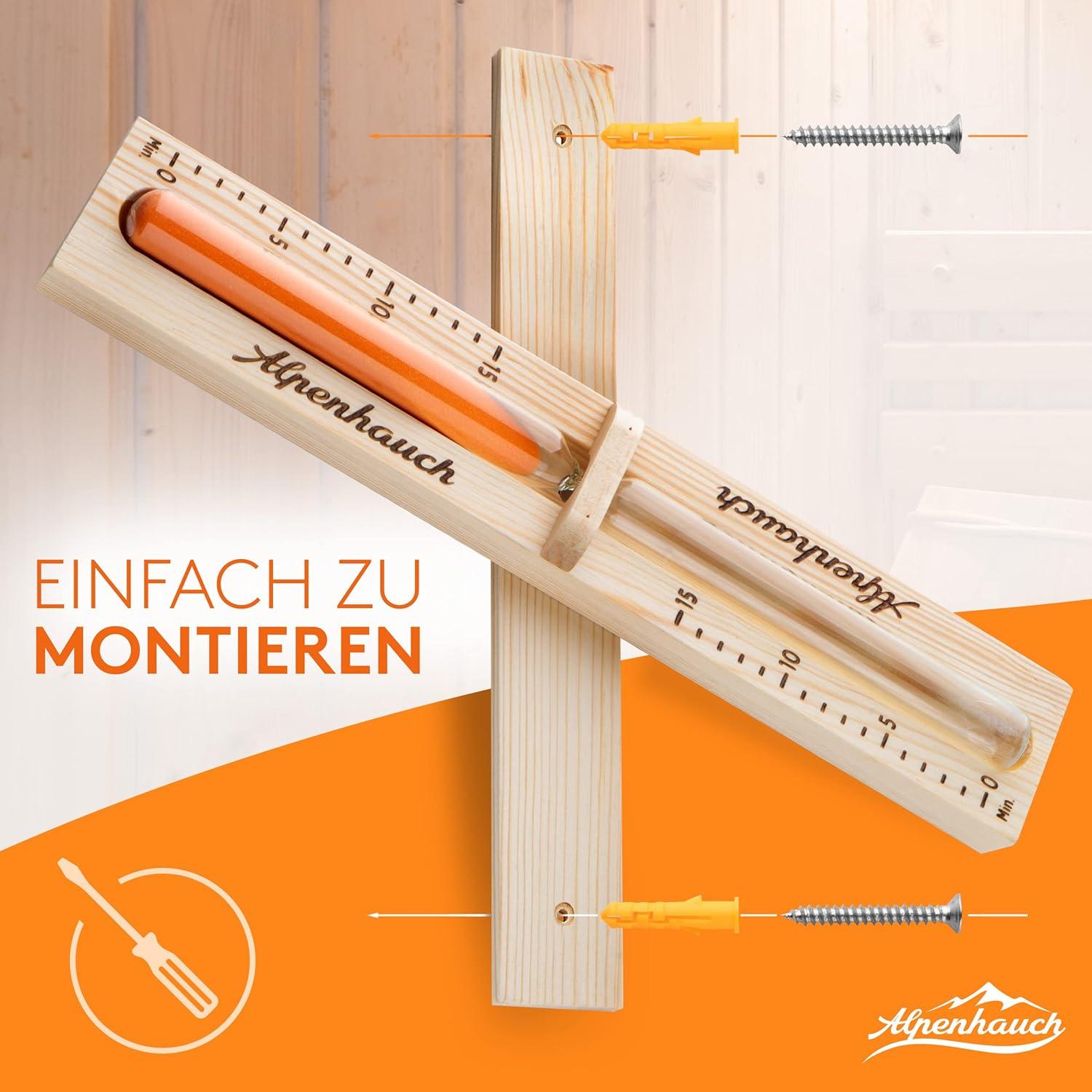 Alpine Breath Sauna Hourglass | 15-Minute Natural Wood Timer | Ultra ...