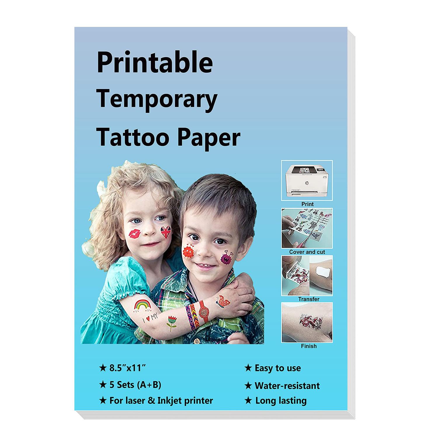 Temporary Tattoo Paper 5 Sheets - DIY Image Transfer for Skin - Inkjet ...
