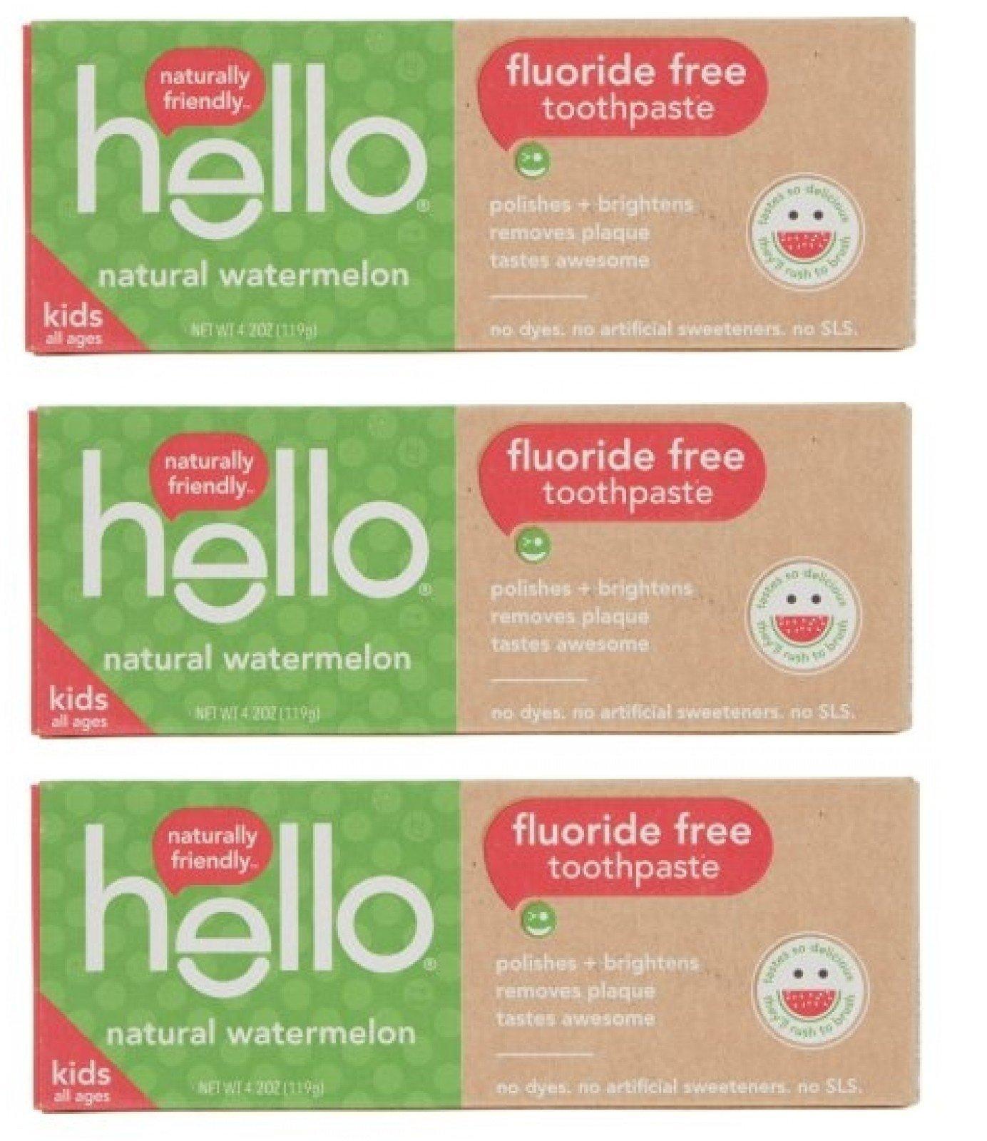 Hello Kids Fluoride Free Natural Watermelon Toothpaste 4.2 Oz (Pack of ...