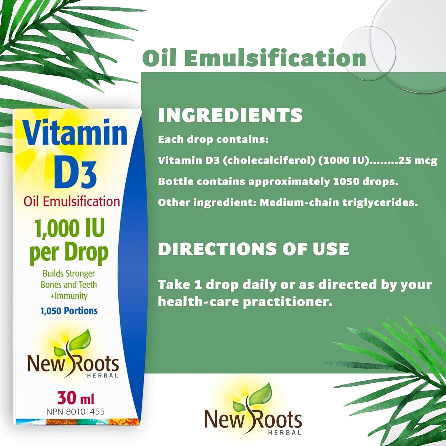 New Roots Herbal - Vitamin D3 Drop - 30ml - Vitamin D3 1000IU ...