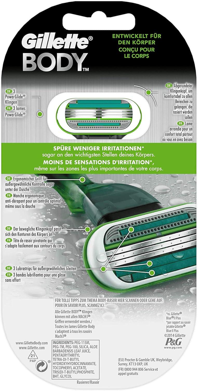 Buy Gillette Body Razor for Men | 3-Layer Blade + 1 Extra Blade ...
