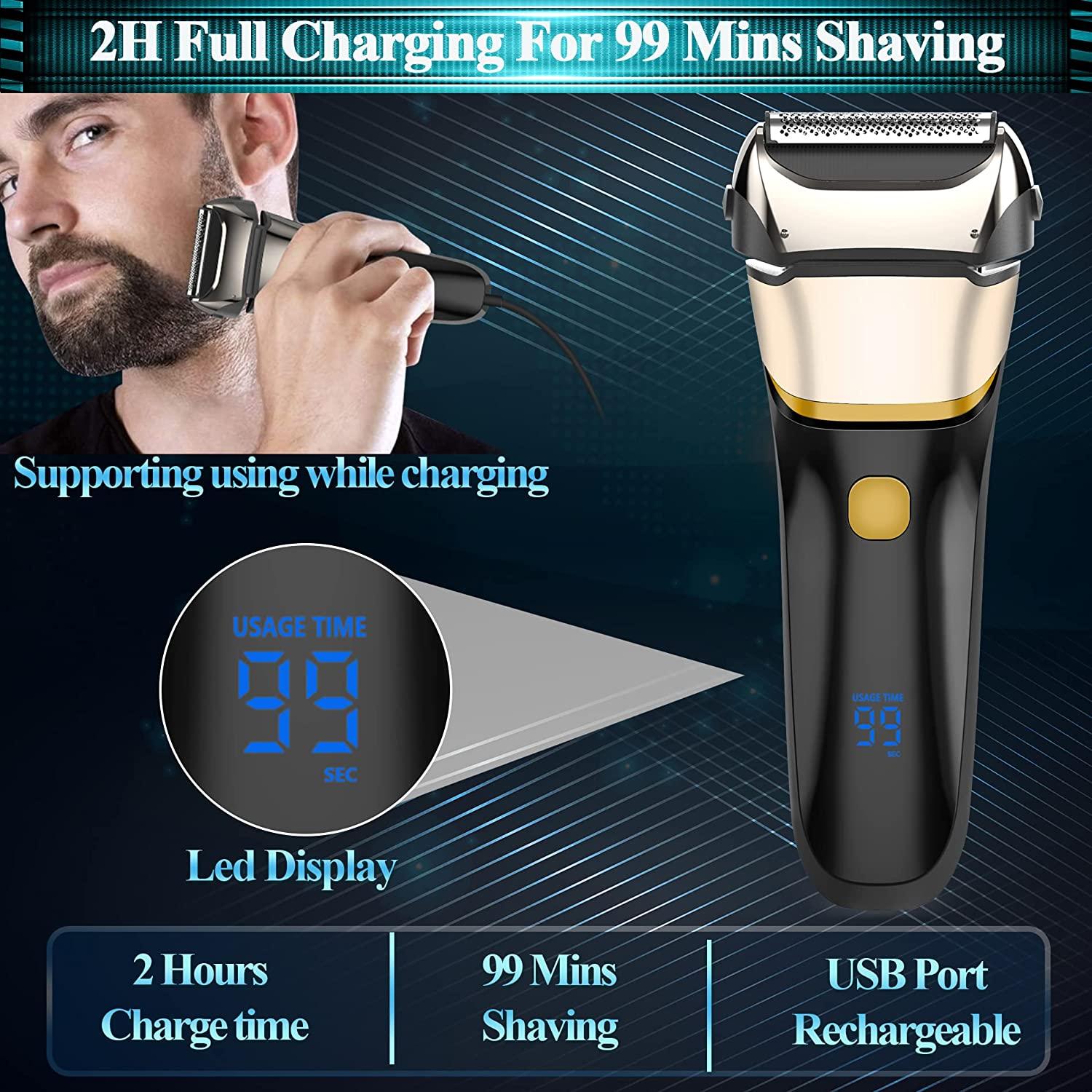 2022 Waterproof Electric Razor for Men | Rechargeable Foil Shaver with ...