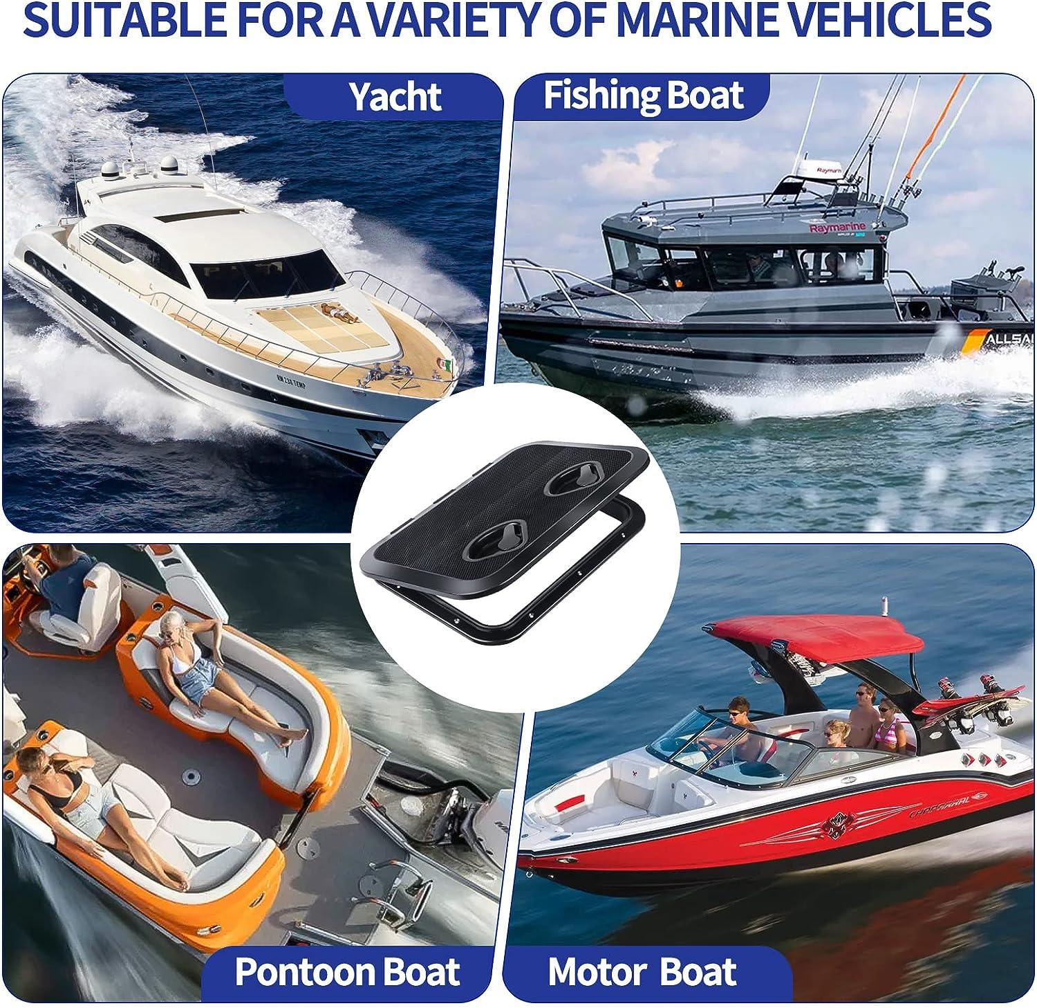 SmartMarine 17.3x12.4 Black Rectangle Deck Access Hatch - Boat Deck Lid ...