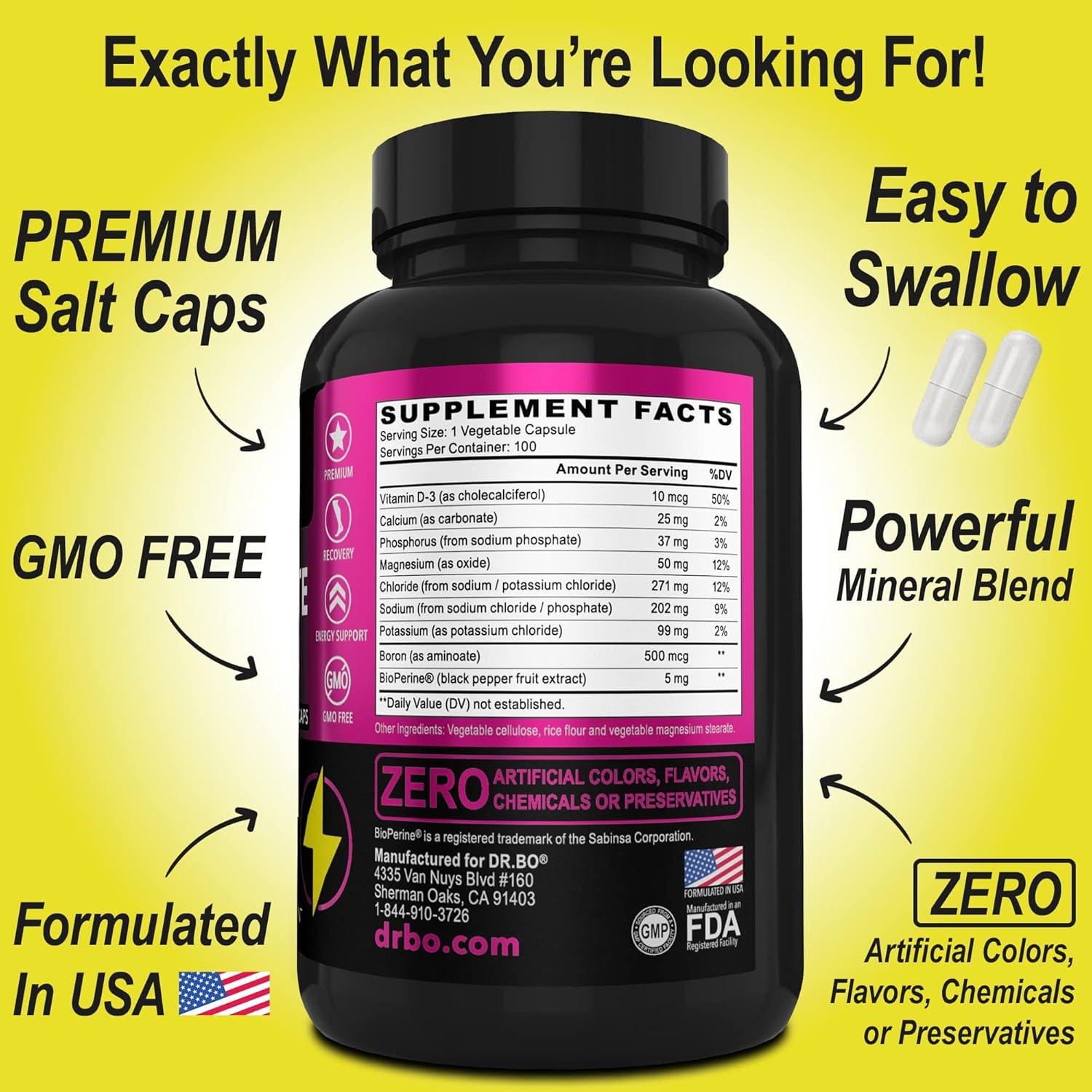 Electrolyte Pills Supplement - 100 Hydration Caps for Keto Cramps ...