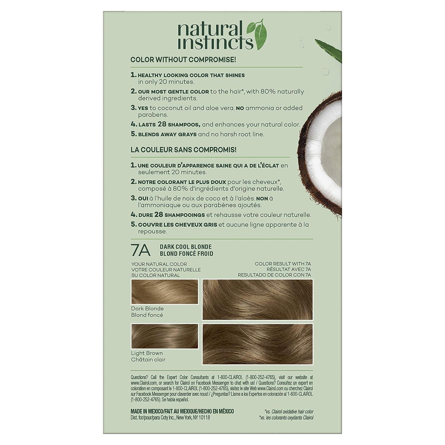 Clairol Natural Instincts 7A Dark Cool Blonde Hair Dye - 5.85 Fl Oz ...