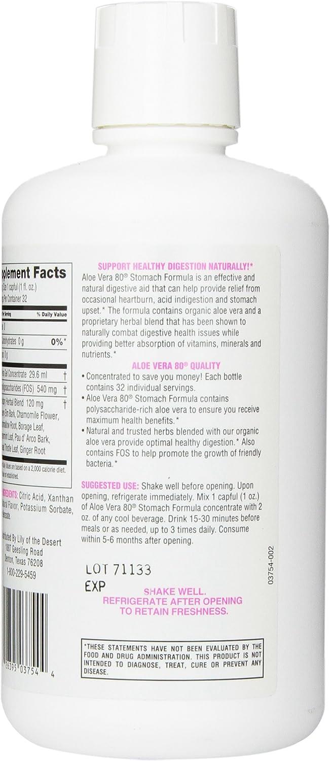 Aloe 80 Organics Stomach Formula 32oz - Natural Digestive Support | Buy ...