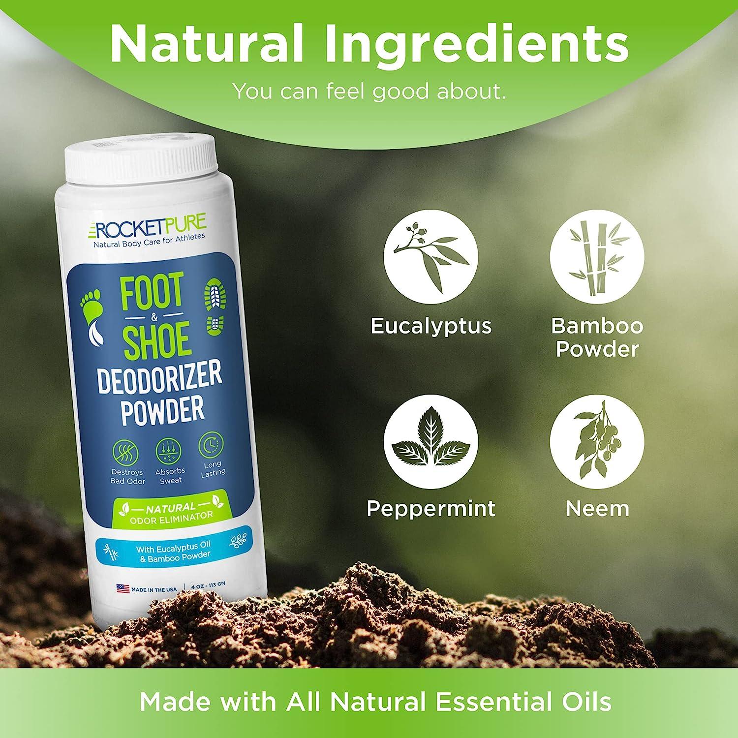Rocket Pure Eucalyptus Foot and Shoe Powder Deodorizer - Natural Odor ...