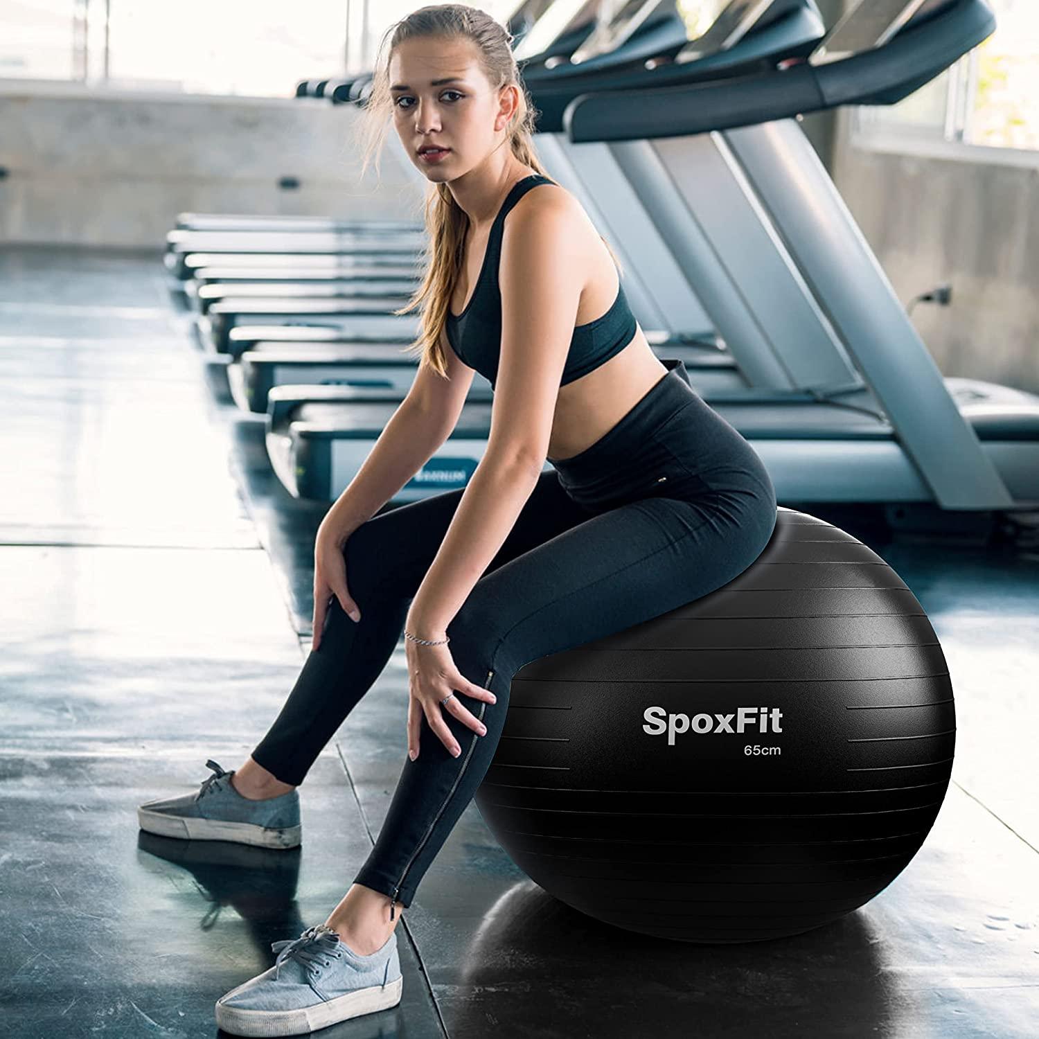 SpoxFit 65cm Exercise Ball - Anti-Burst Yoga Ball for Birthing & Core ...