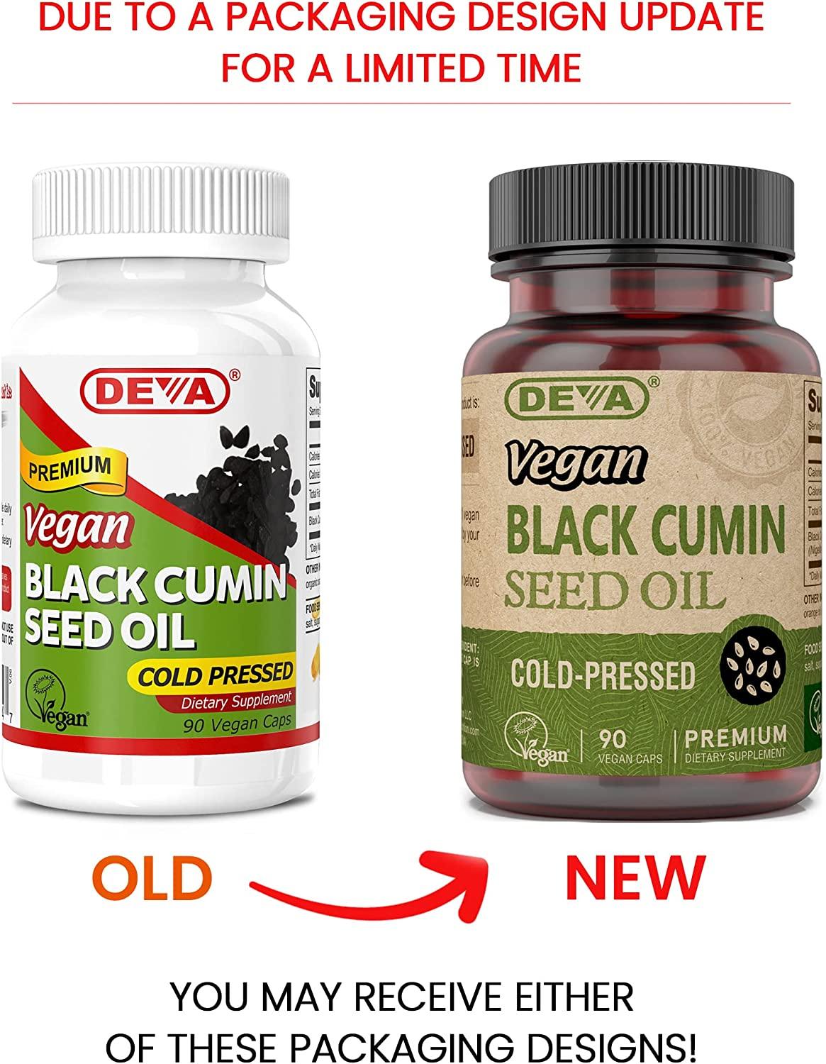 Deva Vegan Black Cumin Seed Oil - Cold-Pressed, Unrefined, 90 Vegan ...