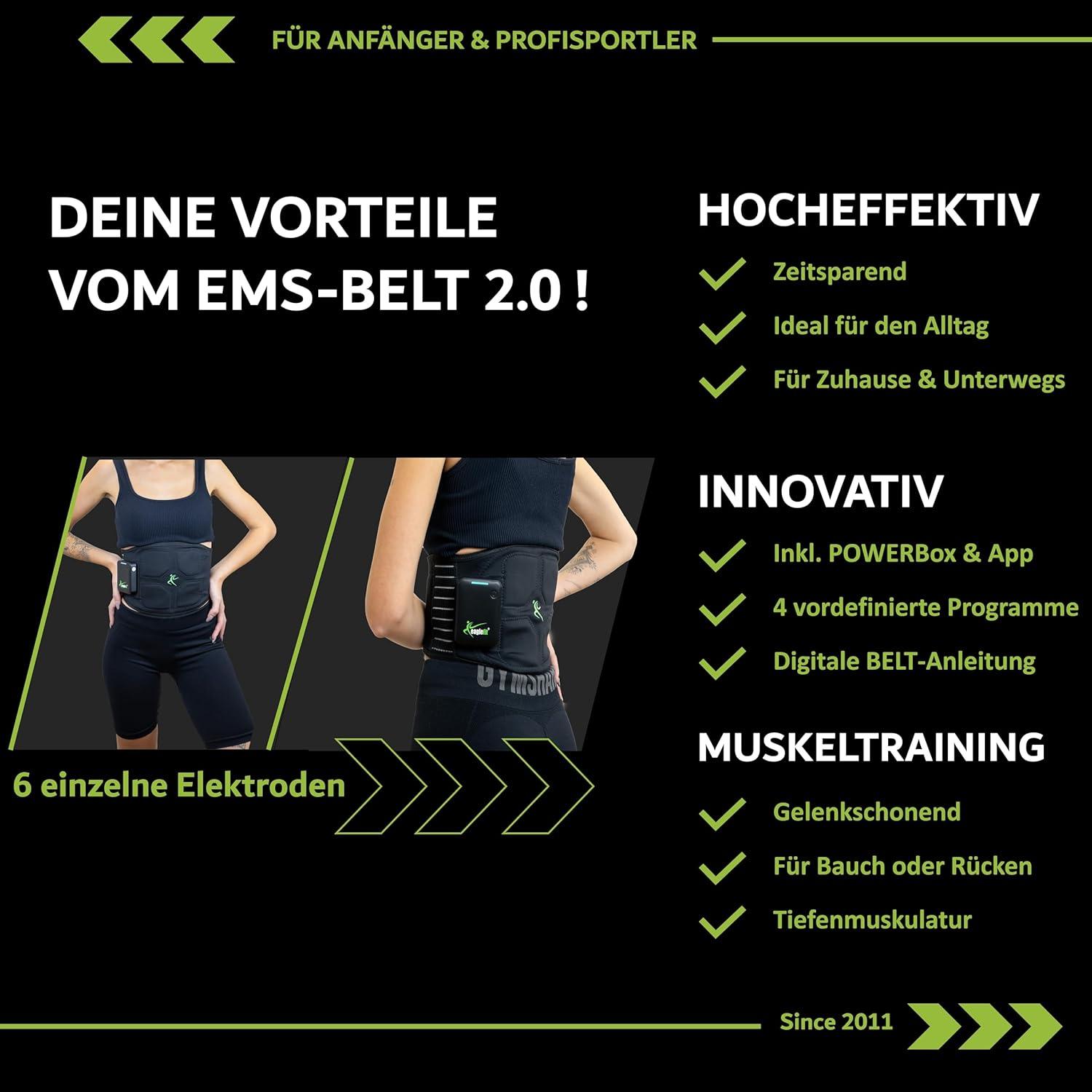 Eaglefit Premium EMS Belt 2.0 - Targeted Abdominal & Back Training | 6 ...