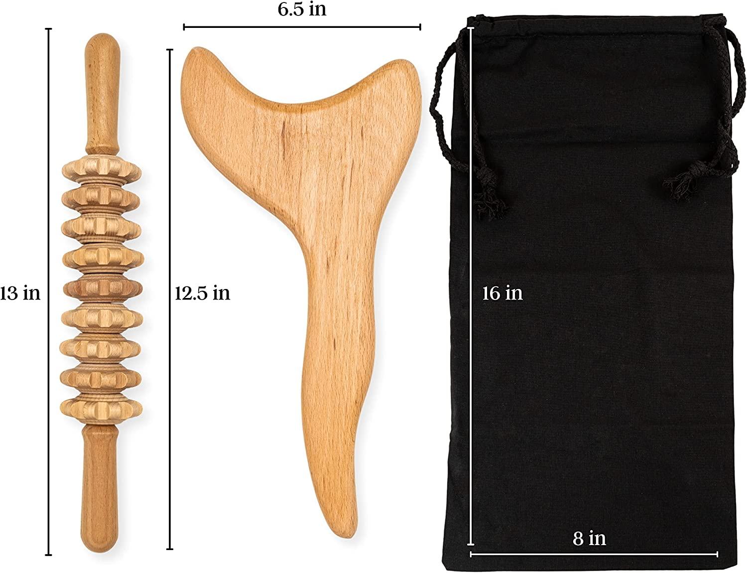 Wood Therapy Massage Tools Kit - Roller Stick, Gua Sha Body Contouring ...