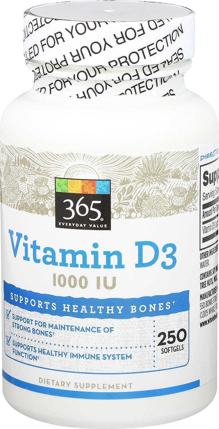 365 Everyday Value Vitamin D3 1000 IU Capsule 250 ct - Essential Daily ...