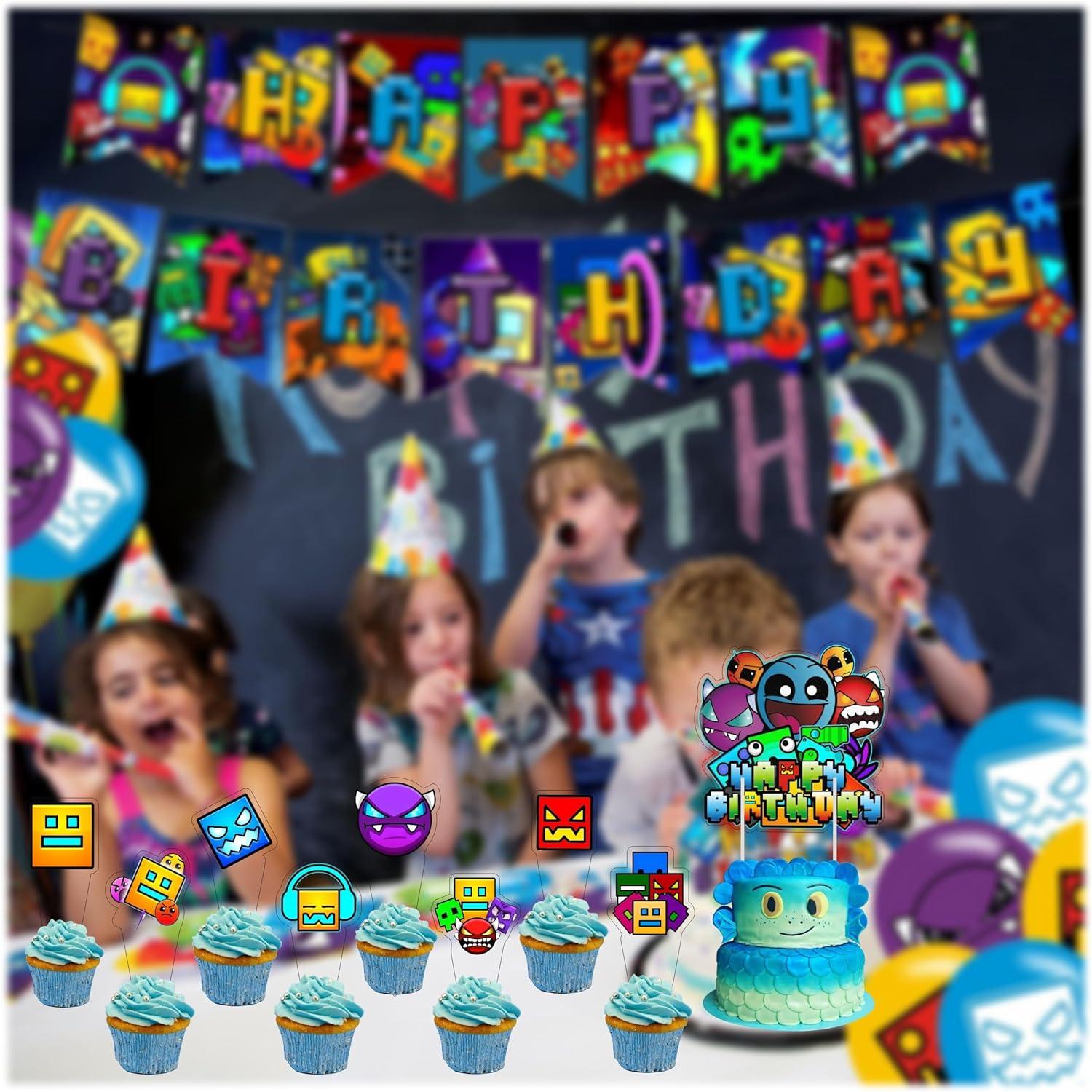 24Pcs Geometry Aesthetic Dash Cupcake Toppers and Cake Topper for ...