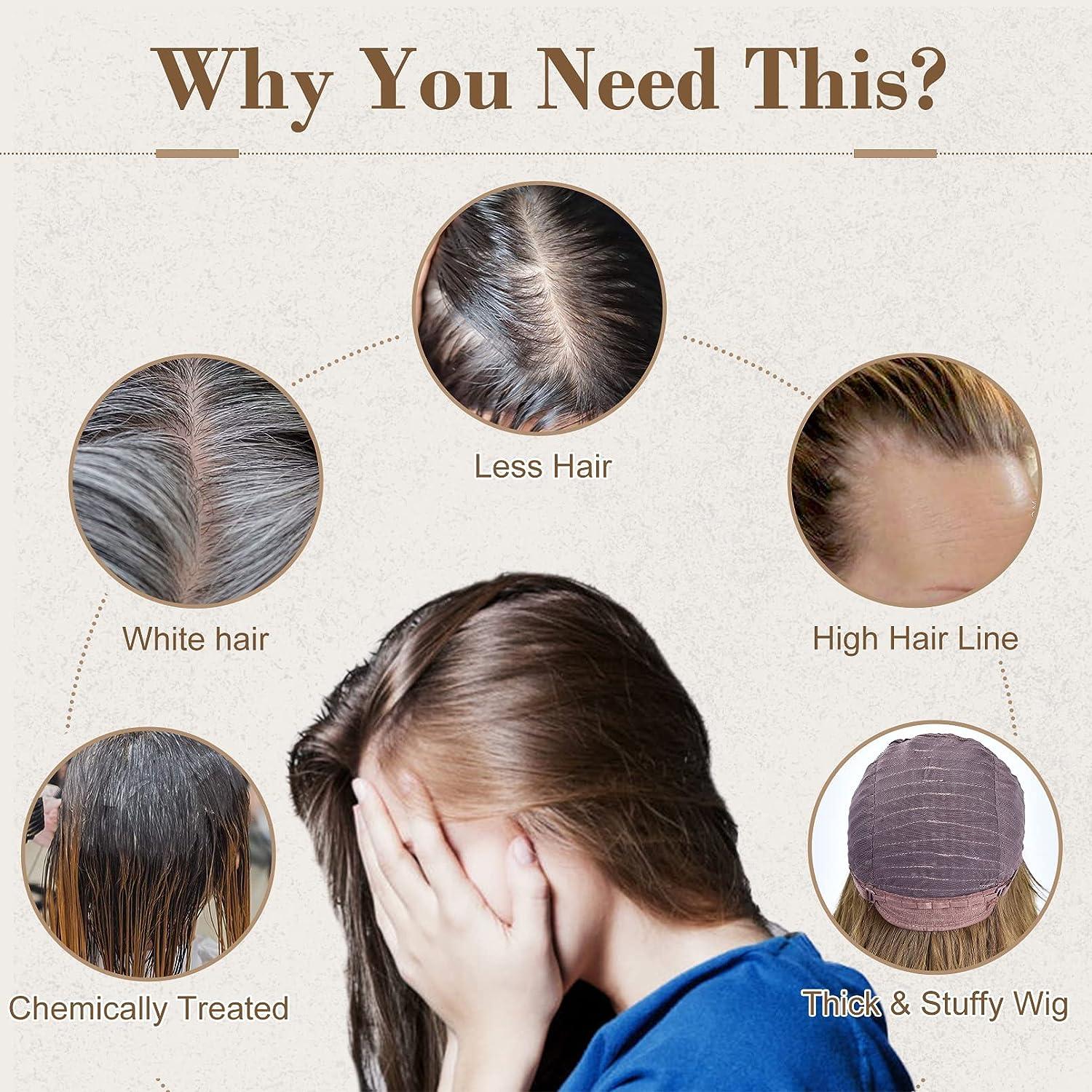 REECHO Women's Real Human Hair Topper with Bangs - 10 Inch Medium Brown ...