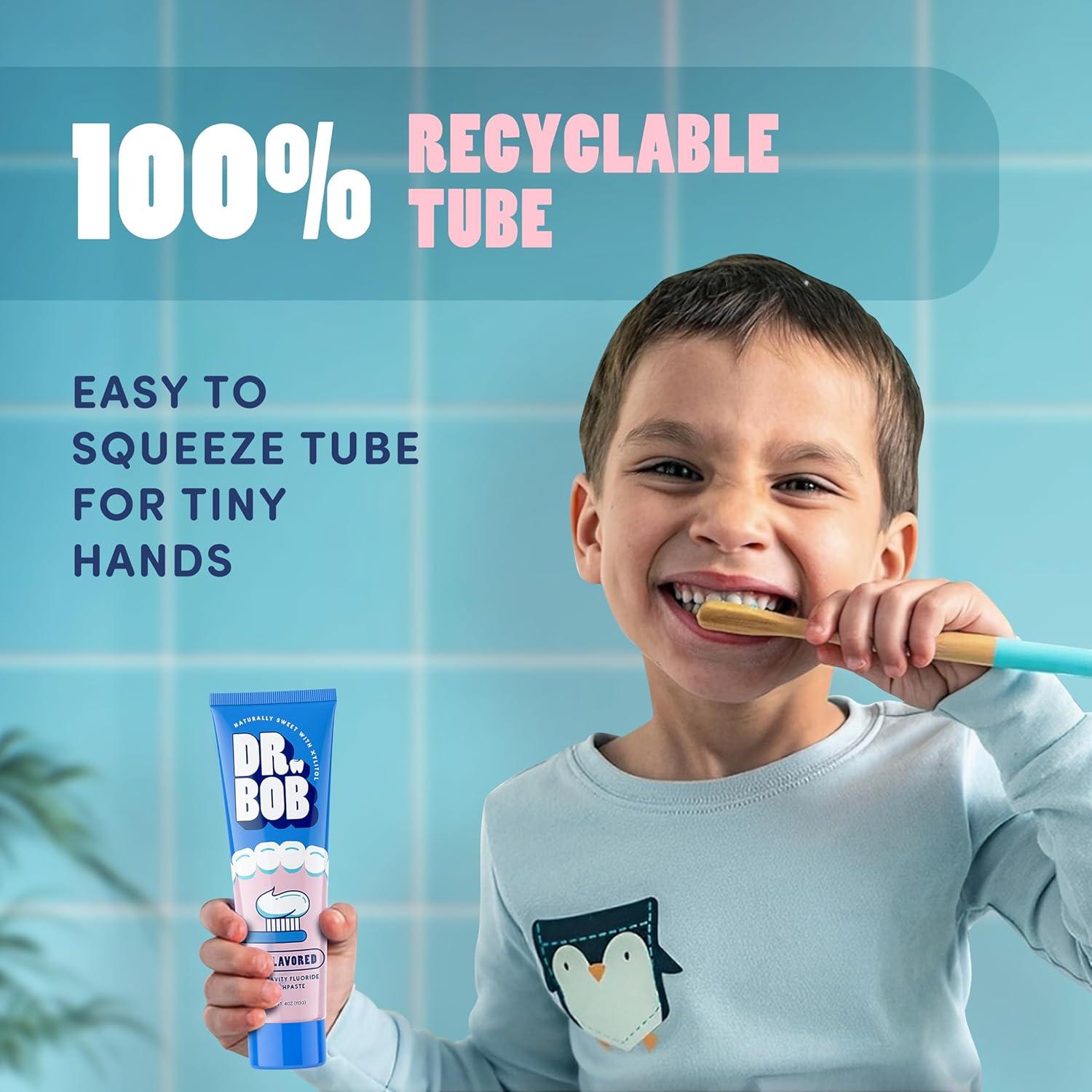 Dr. Bob Natural Xylitol Kids Toothpaste with Fluoride - SLS-Free, Dye ...