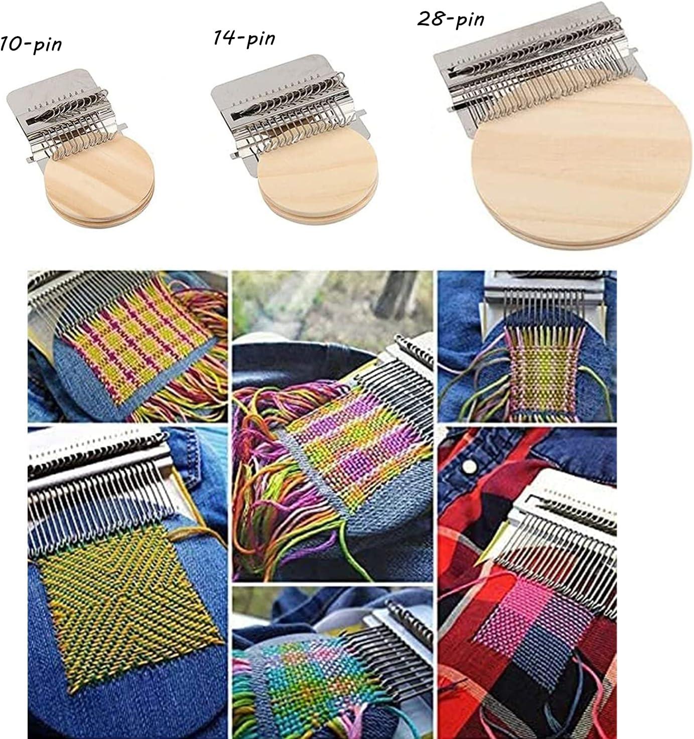Wooden Darning Loom Tool - 14 Hooks Weaving Frame for Beginners - Hand ...