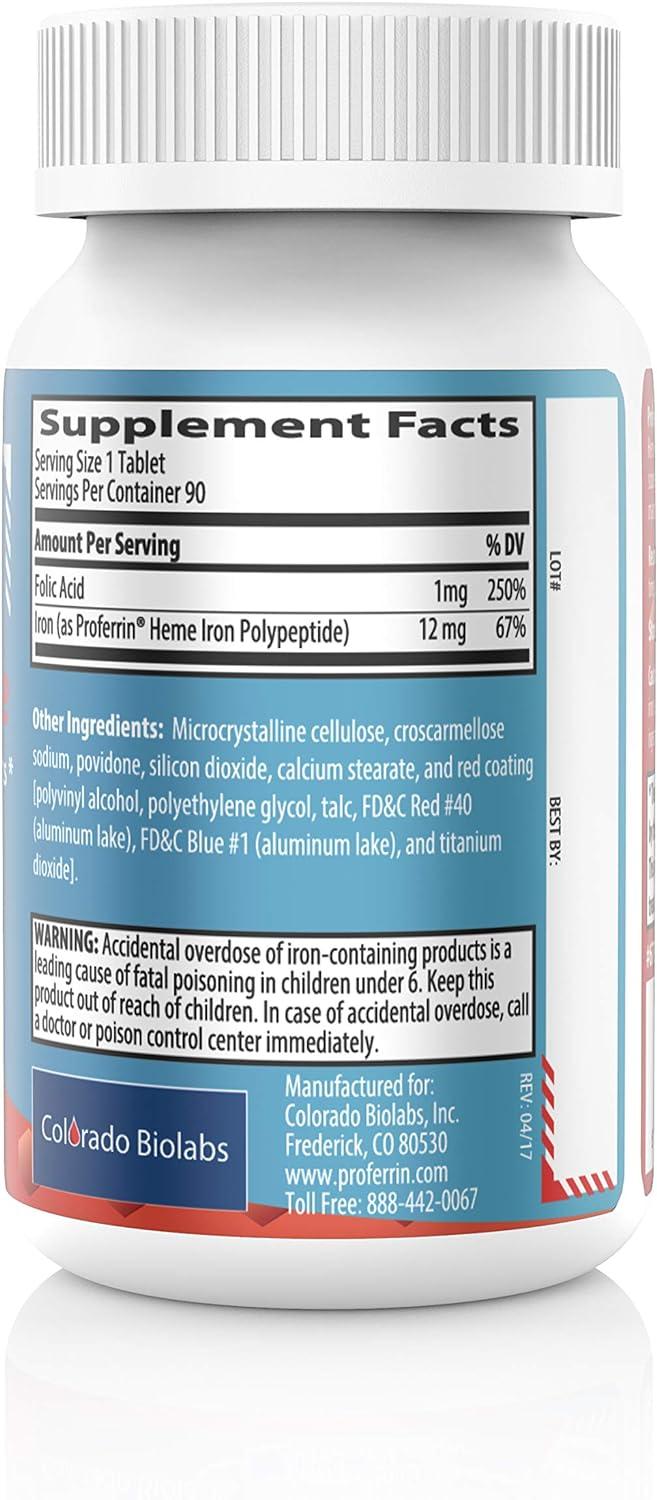 Proferrin Forte Blue/Red Label 90 Count - Iron Supplement (Pack of 1 ...