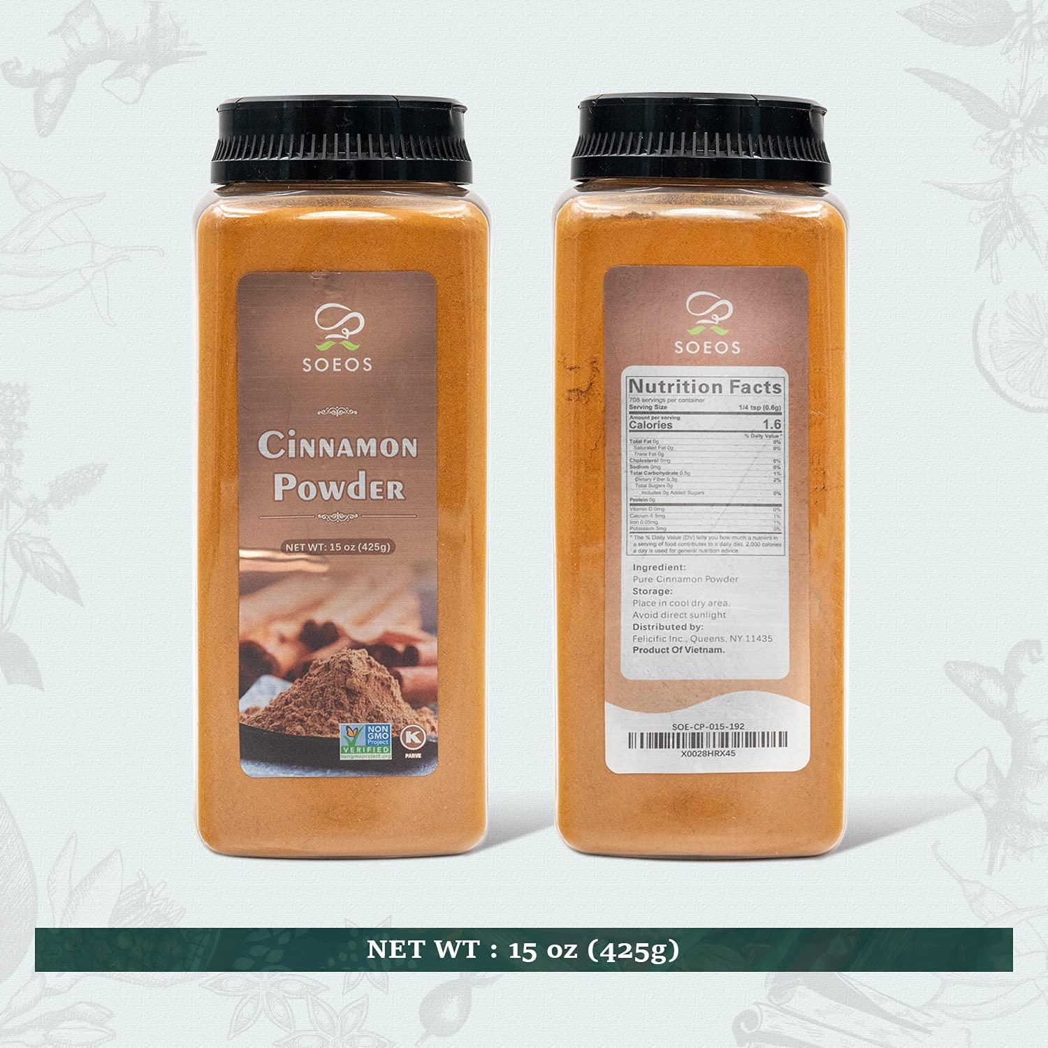 Soeos Pure Cinnamon Powder 15oz - Premium Quality Non-GMO Kosher ...