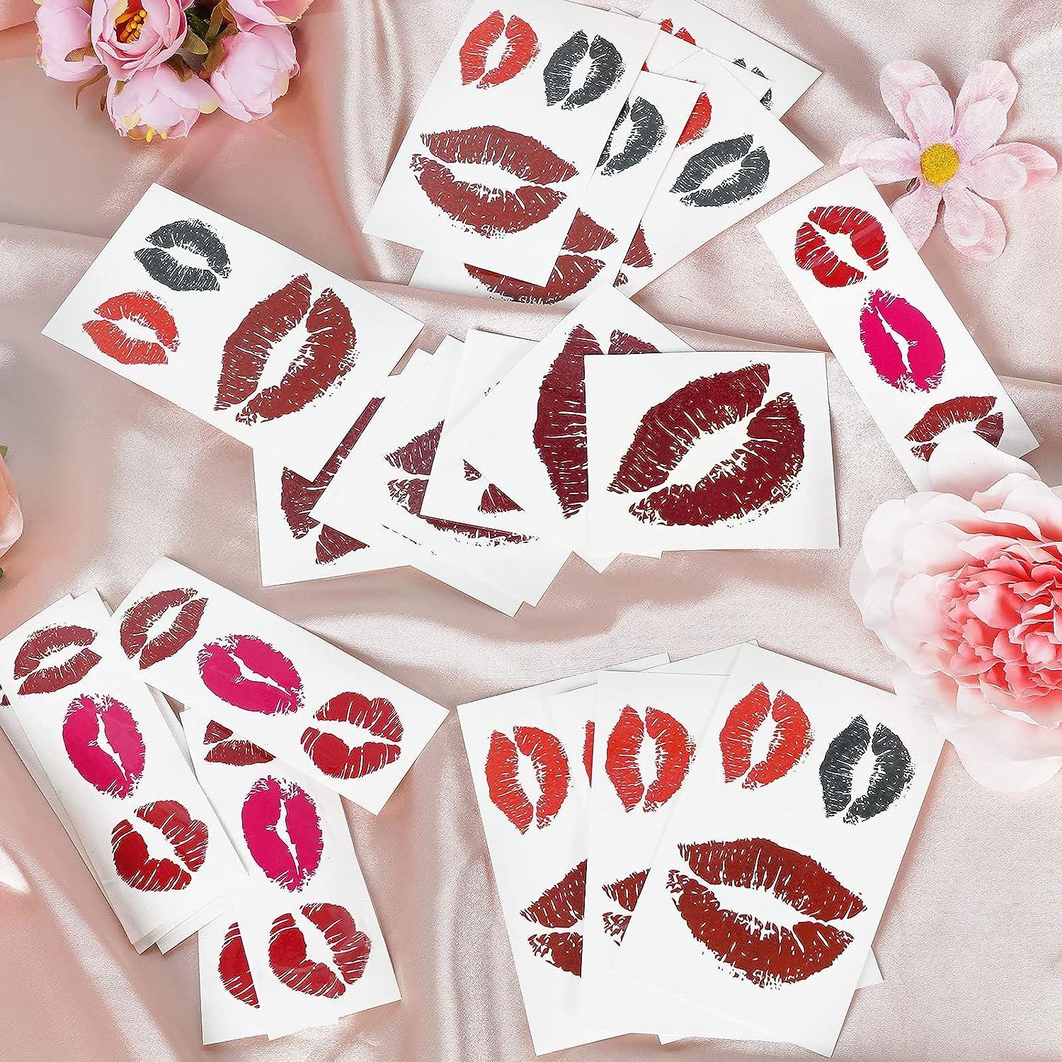 Red Lips Temporary Tattoo Stickers - 55 Sheets (145Pcs) | Self-Adhesive ...