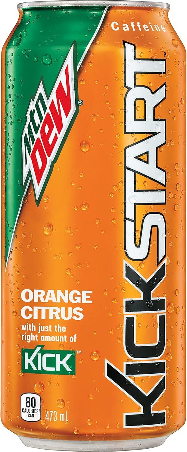 Mountain Dew Kickstart Orange Citrus Carbonated Soft Drink 473 mL Cans ...