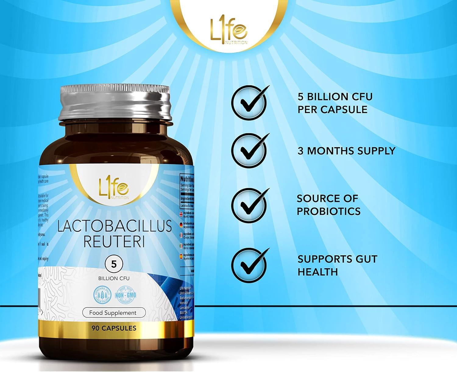 LN Lactobacillus Reuteri 90 Capsules - 5 Billion CFU High Strength ...