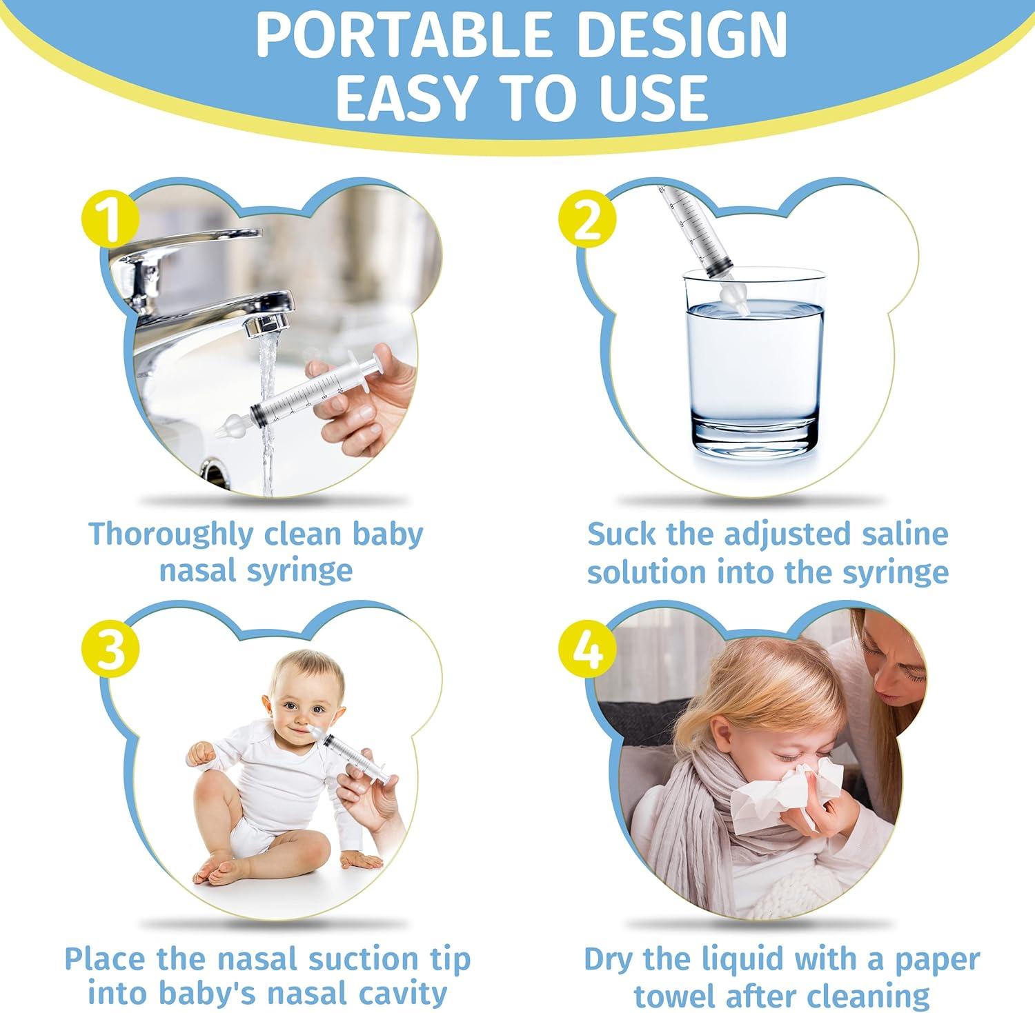 Aufisi Nasal Syringe Set for Babies - 4 Reusable Nasal Douches 10ml ...