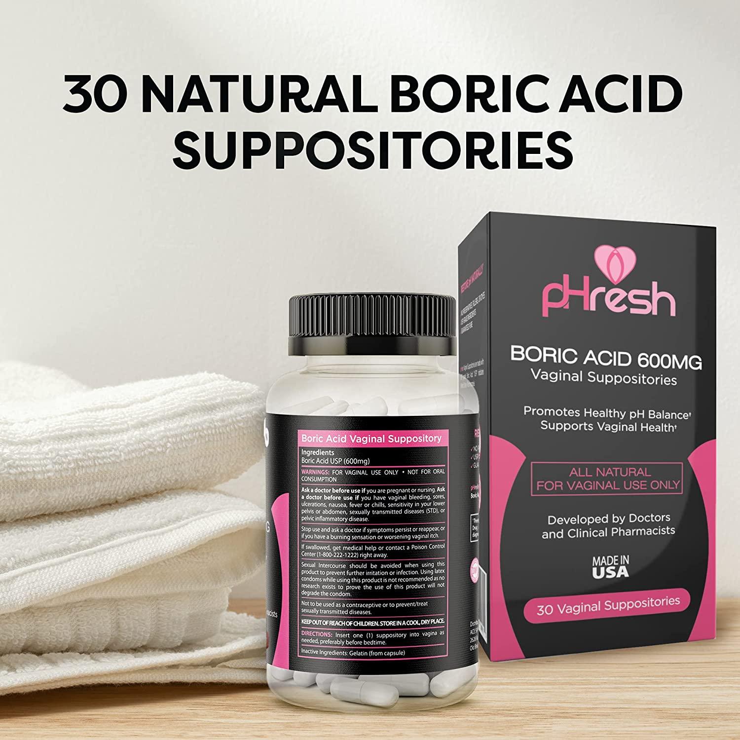 PROMO: pHresh Boric Acid Suppositories - Vaginal Health Support - 30 ...