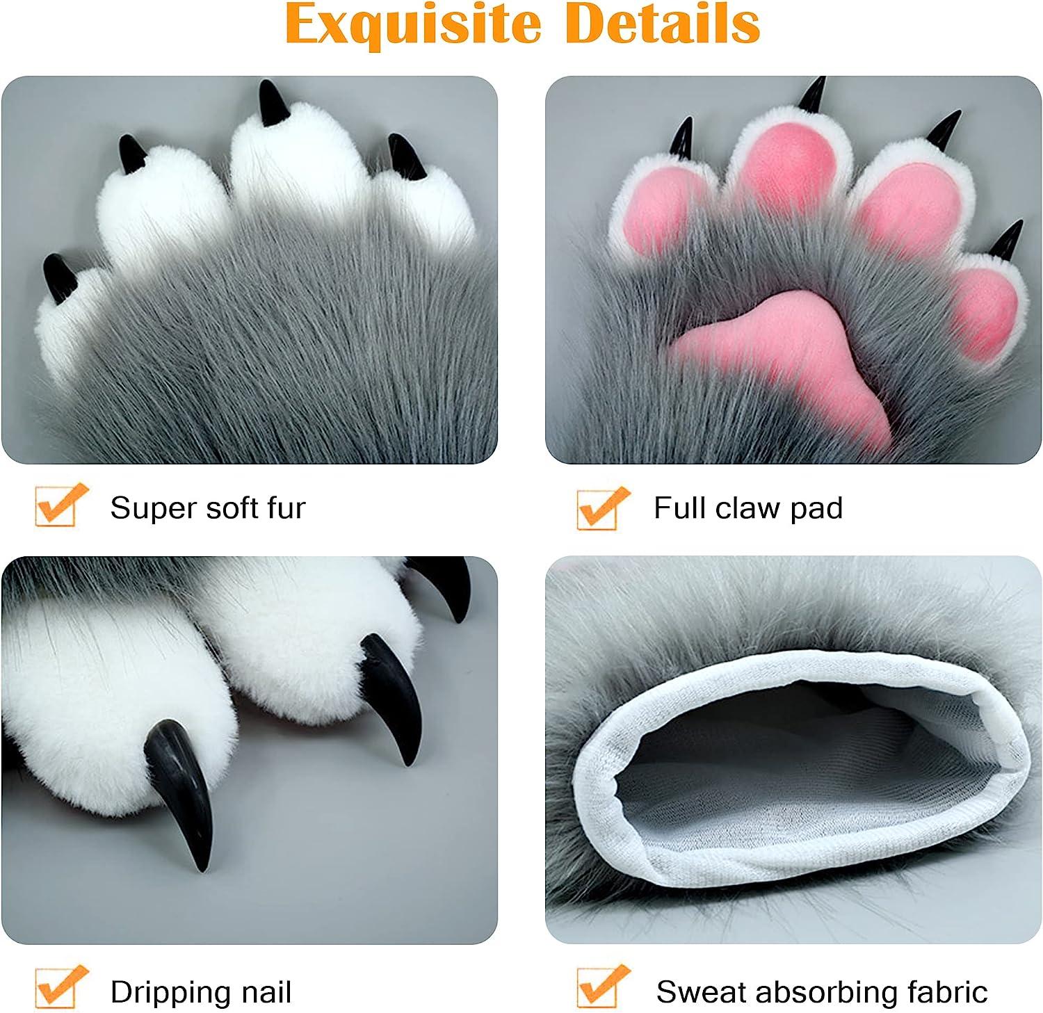 BNLIDES Cosplay Animal Paws Gloves - White, for Adults | Buy Now with ...