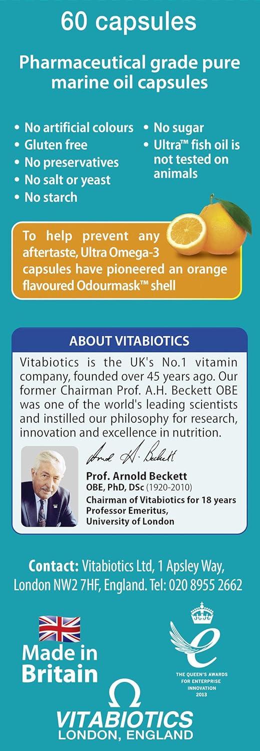 Vitabiotics Ultra Omega-3 Fish Oils Capsules with DHA EPA Nutritional ...