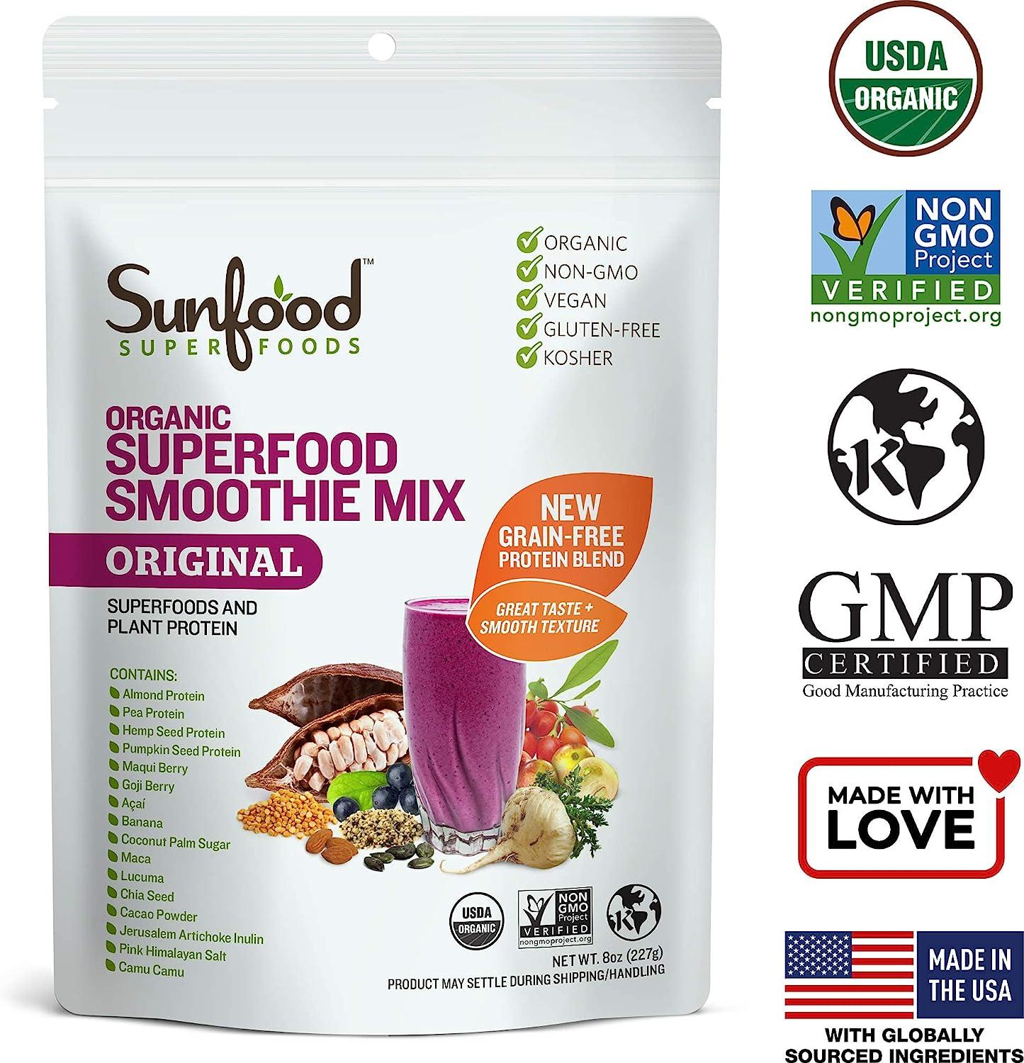 Sunfood Organic Superfood Smoothie Mix - Original Flavor - 8 oz | Buy ...