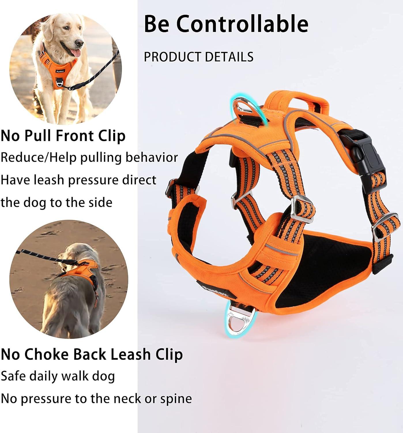 Funfox Large Dog Harness - No Pull Adjustable Breathable Safety Harness ...