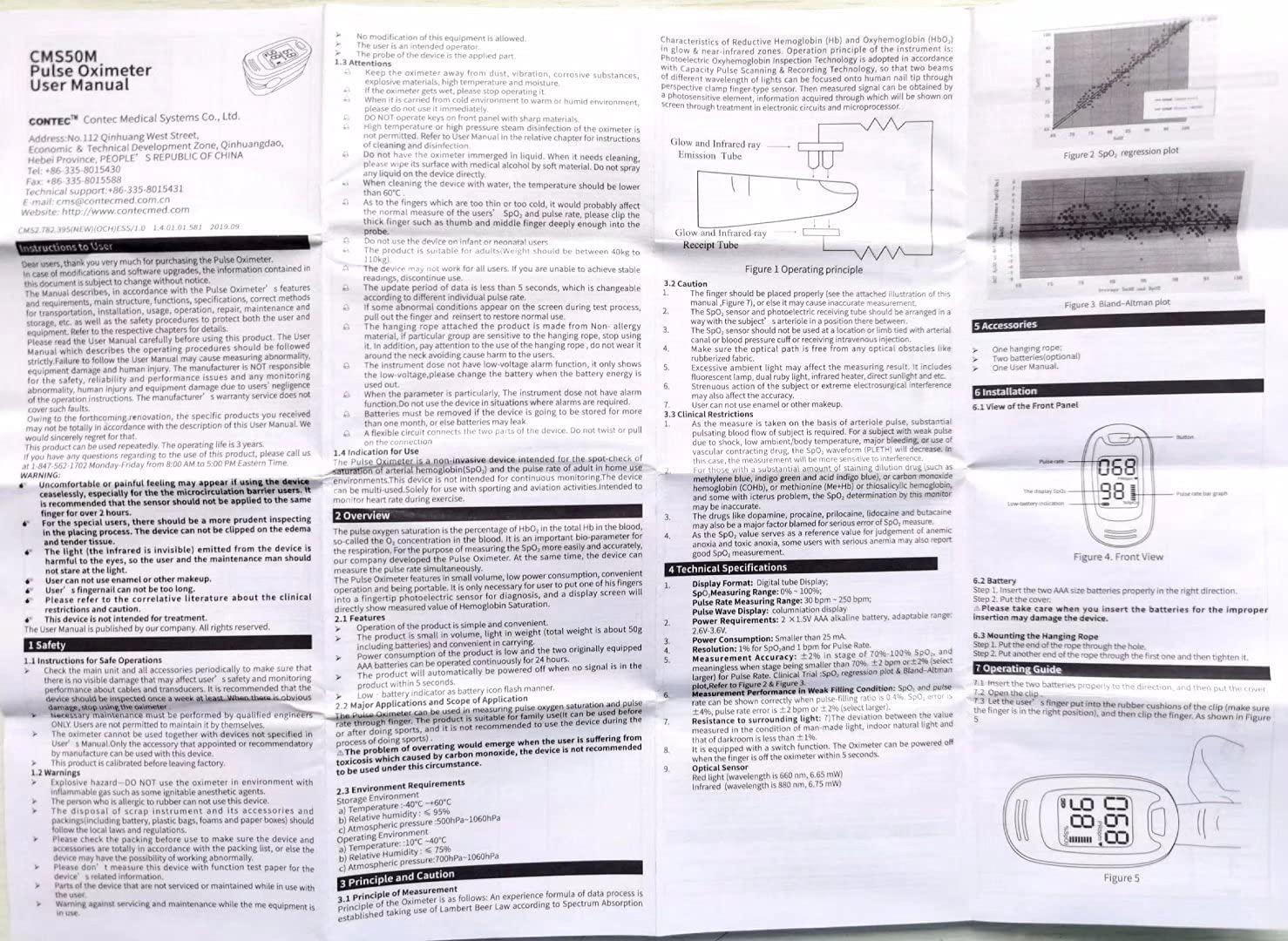 CONTEC LED CMS50M Pulse Oximeter SpO2 with PR Value Waveform - Blood ...