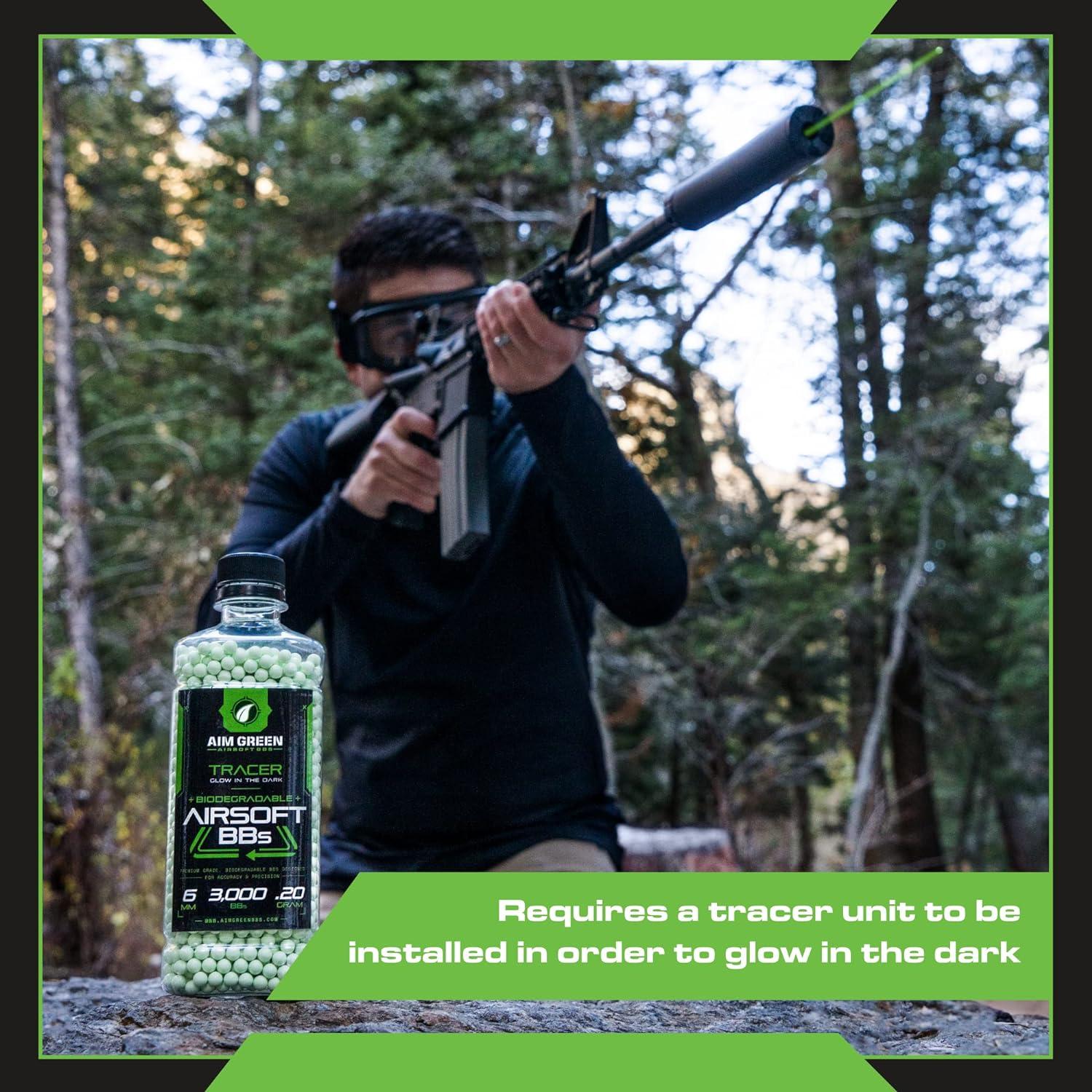 Aim Green Tracer Biodegradable Airsoft BBS Glow-in-The-Dark BBS 3 000 ...