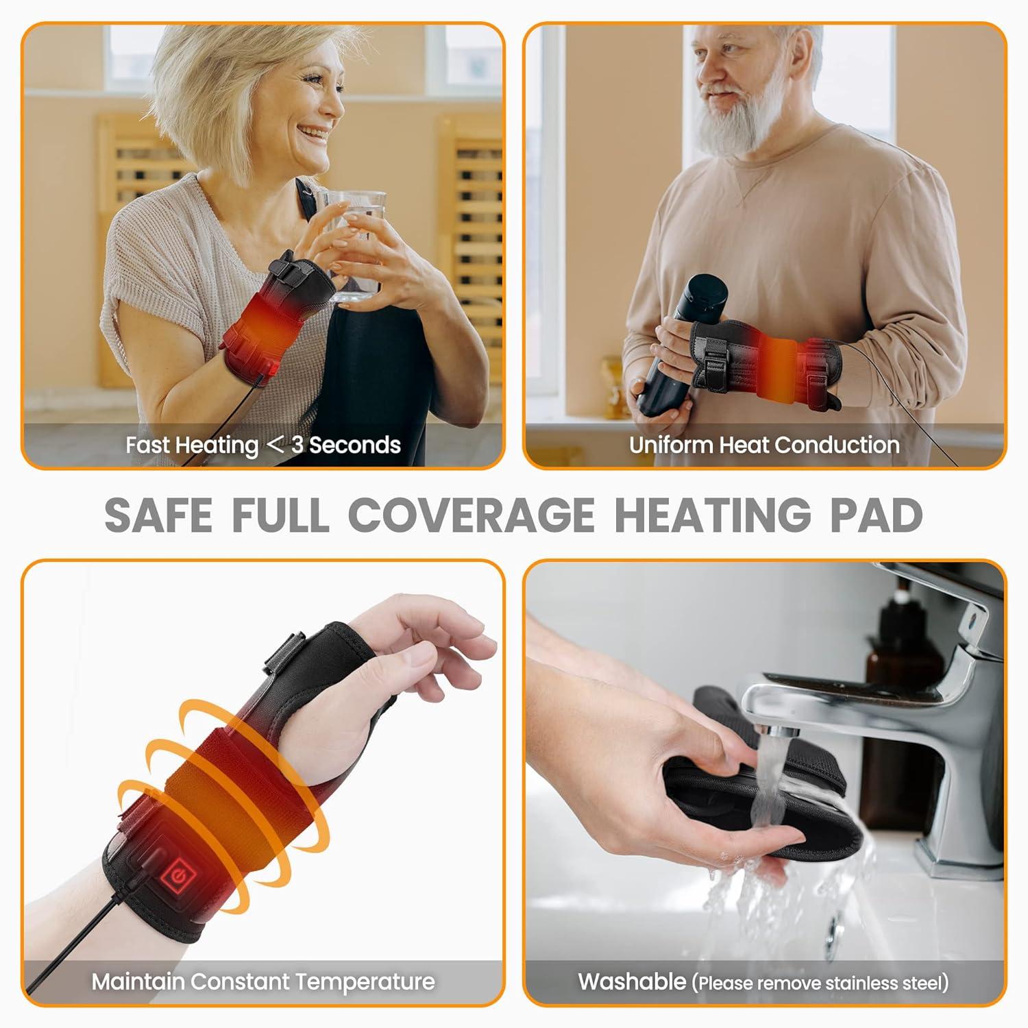 Buy Epessa Heated Wrist Brace with Splint - Adjustable Heating Pad for ...