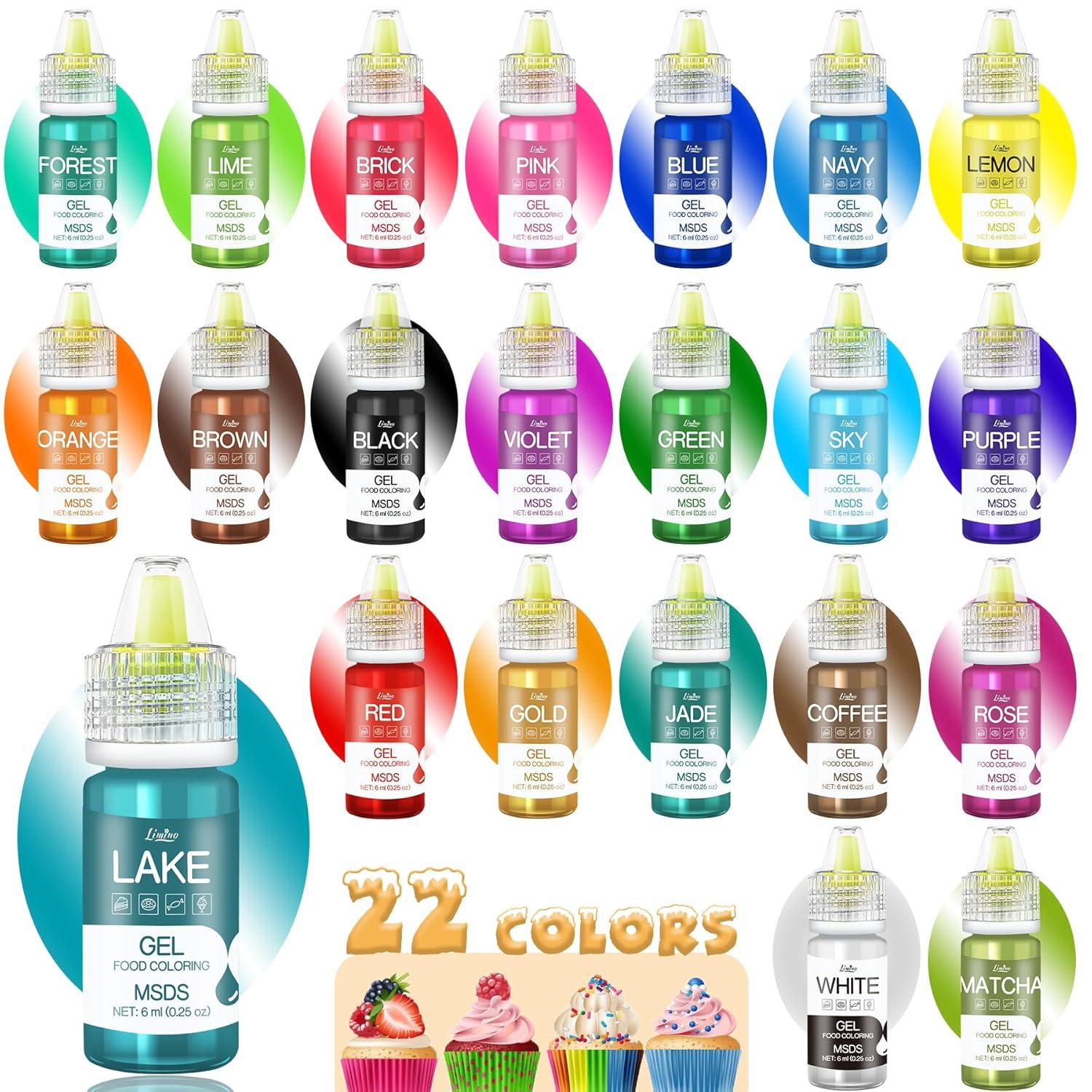 Buy 22 Colors Food Gel for Baking & Crafts | Sugar-Free Vibrant ...