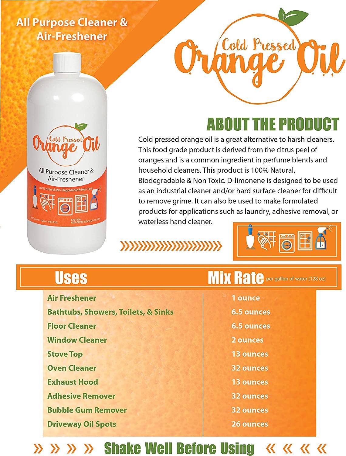 Pure D-Limonene Orange Oil - 32 fl oz (1 Pack) | All-Natural Cold ...