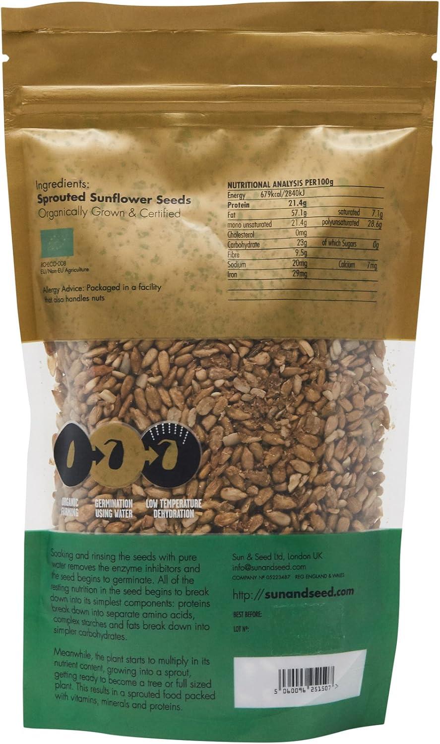 Sun & Seed Organic Sprouted Raw Sunflower Seeds 250 g | Buy Now with ...
