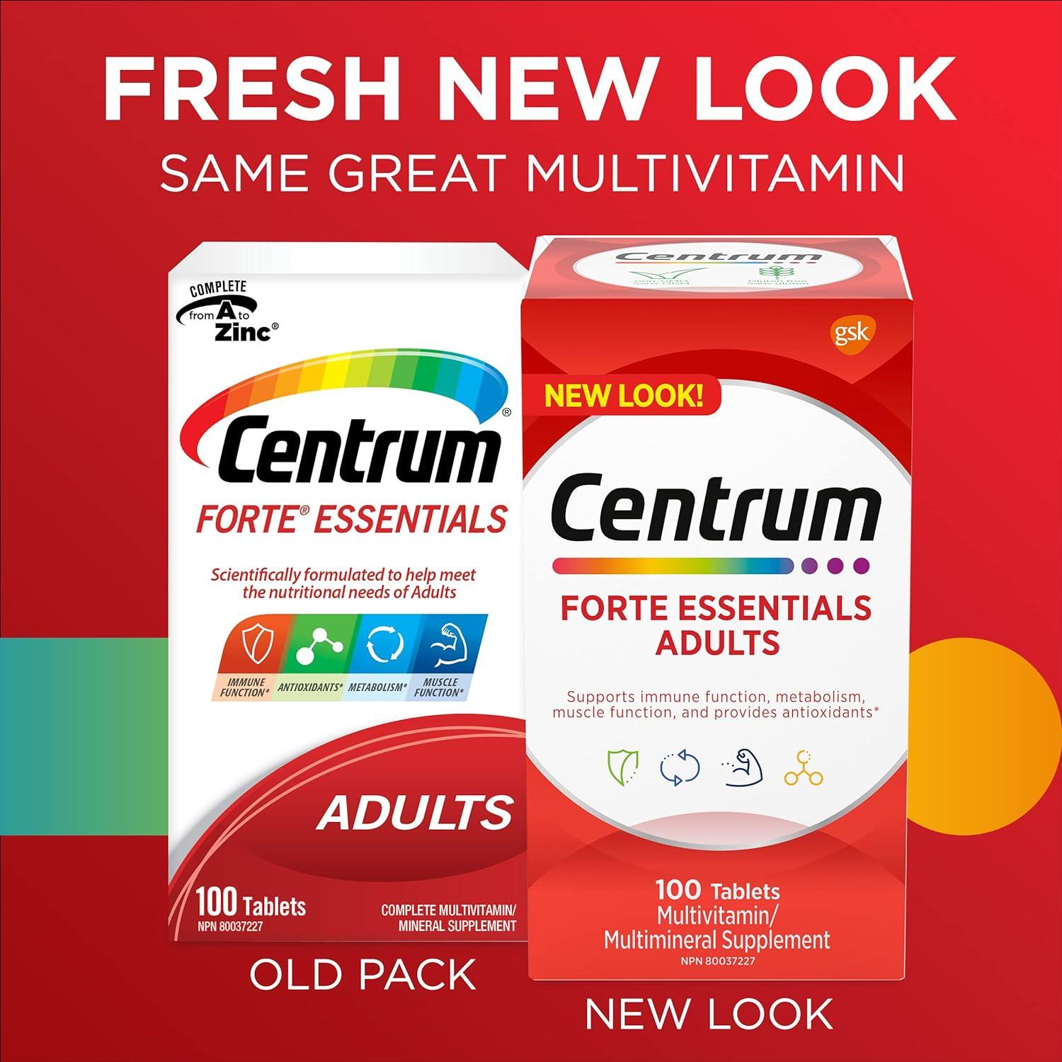 Centrum Forte Essentials Multivitamin - 100 Tablets for Adults | Buy Now with Express ...