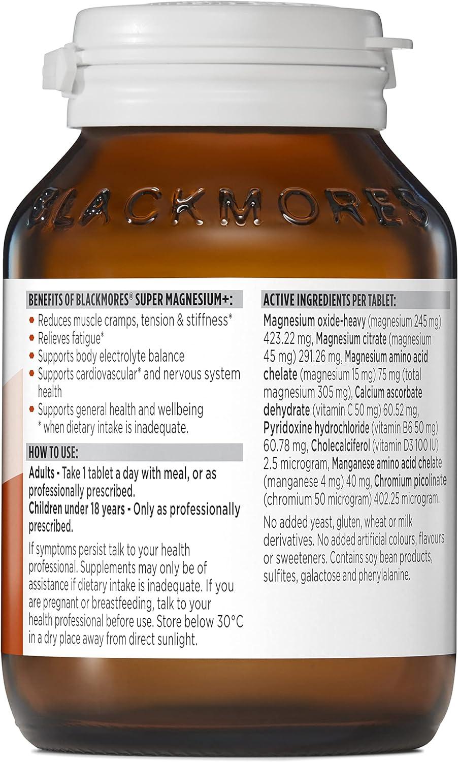 Blackmores Super Magnesium Plus 100 Tablets - Essential Mineral ...