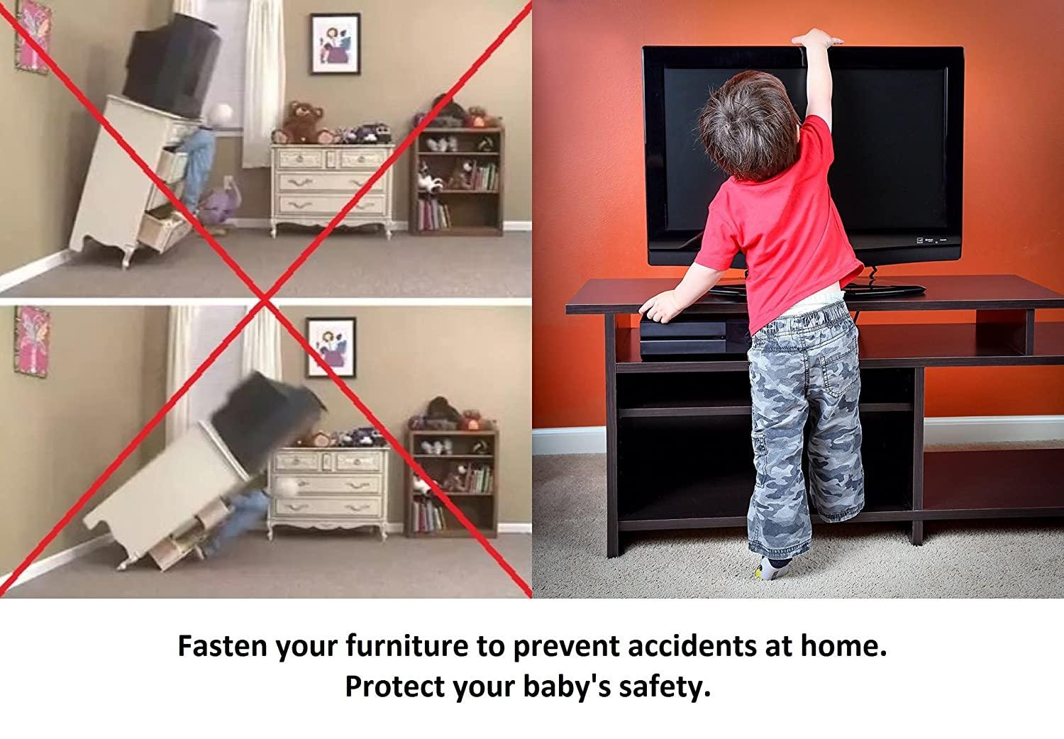 Baby Safety Metal TV Straps Furniture Anti-Tip Straps Heavy Duty Strap ...