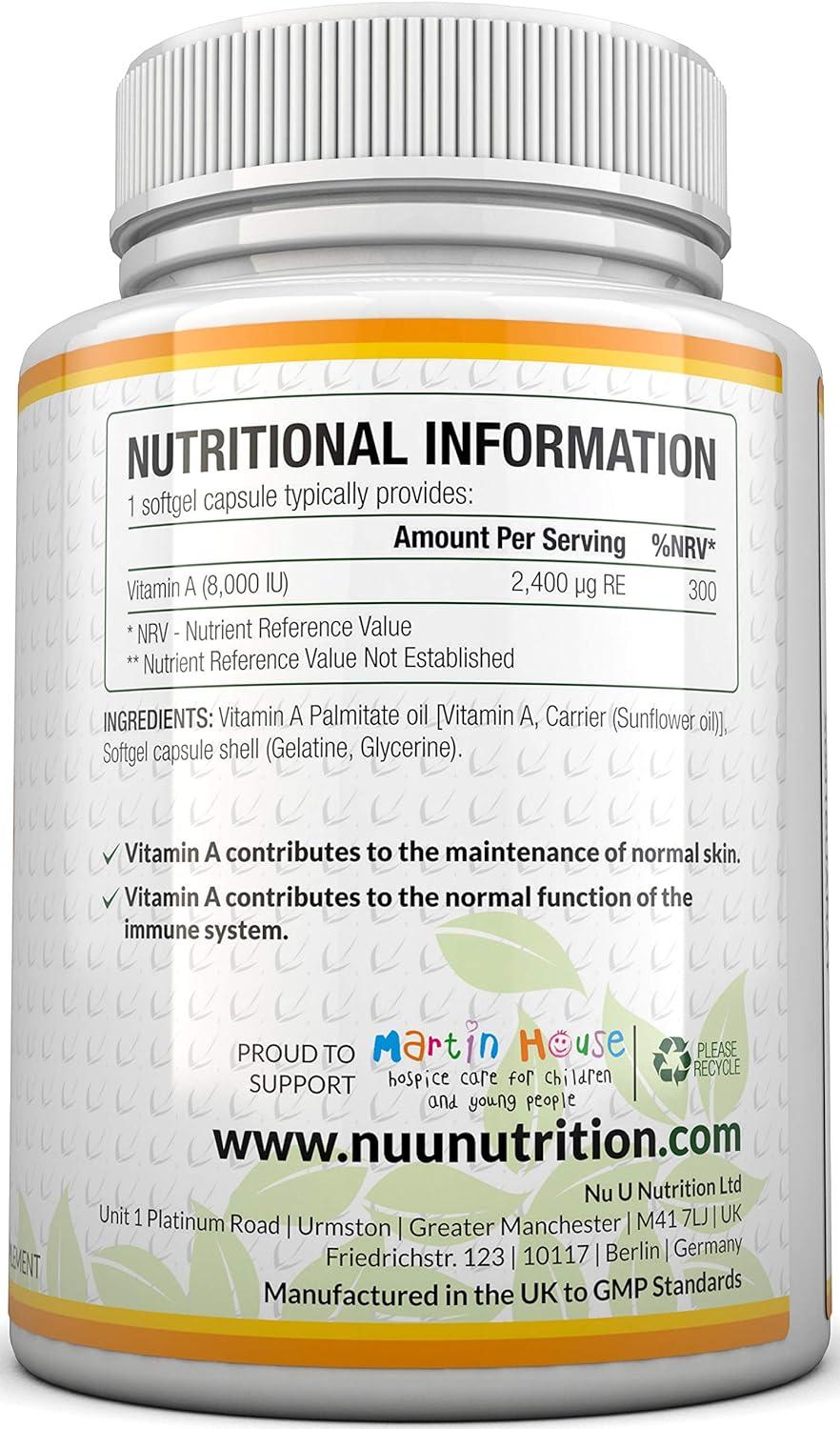 Vitamin A 8000 IU Softgels - 400 Count - High Strength Retinol ...