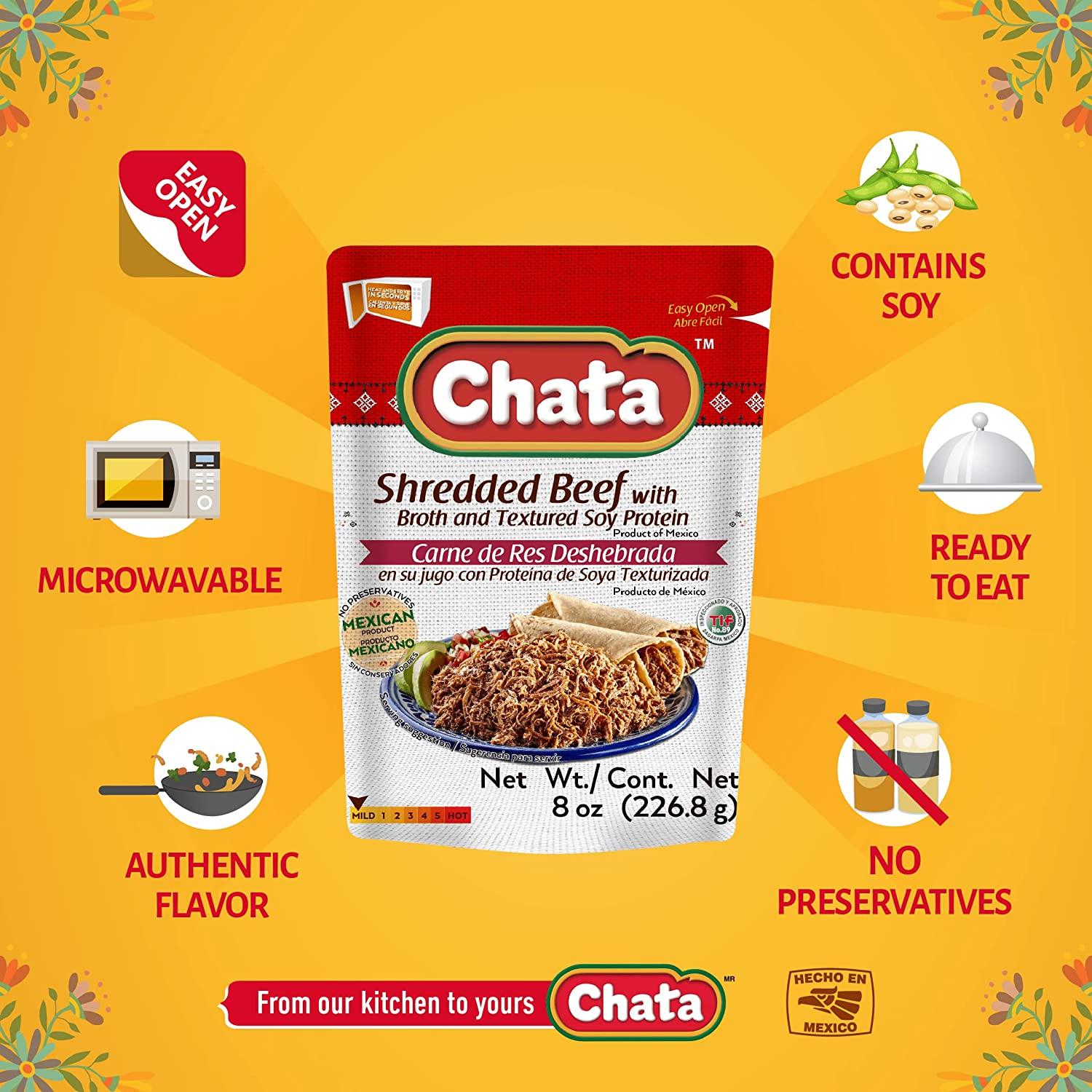 Chata Shredded Beef Pouch - Savory & Practical Ready-to-Eat Meat with ...