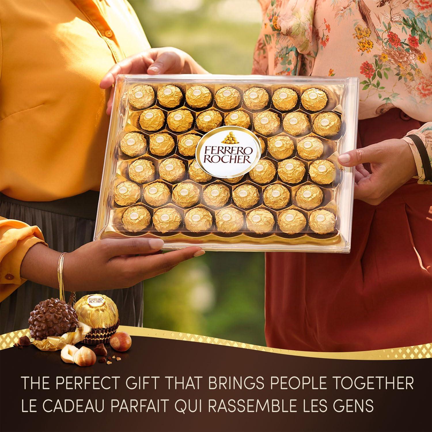 FERRERO ROCHER Fine Hazelnut Milk Chocolate Gift Box 28 Count Golden ...