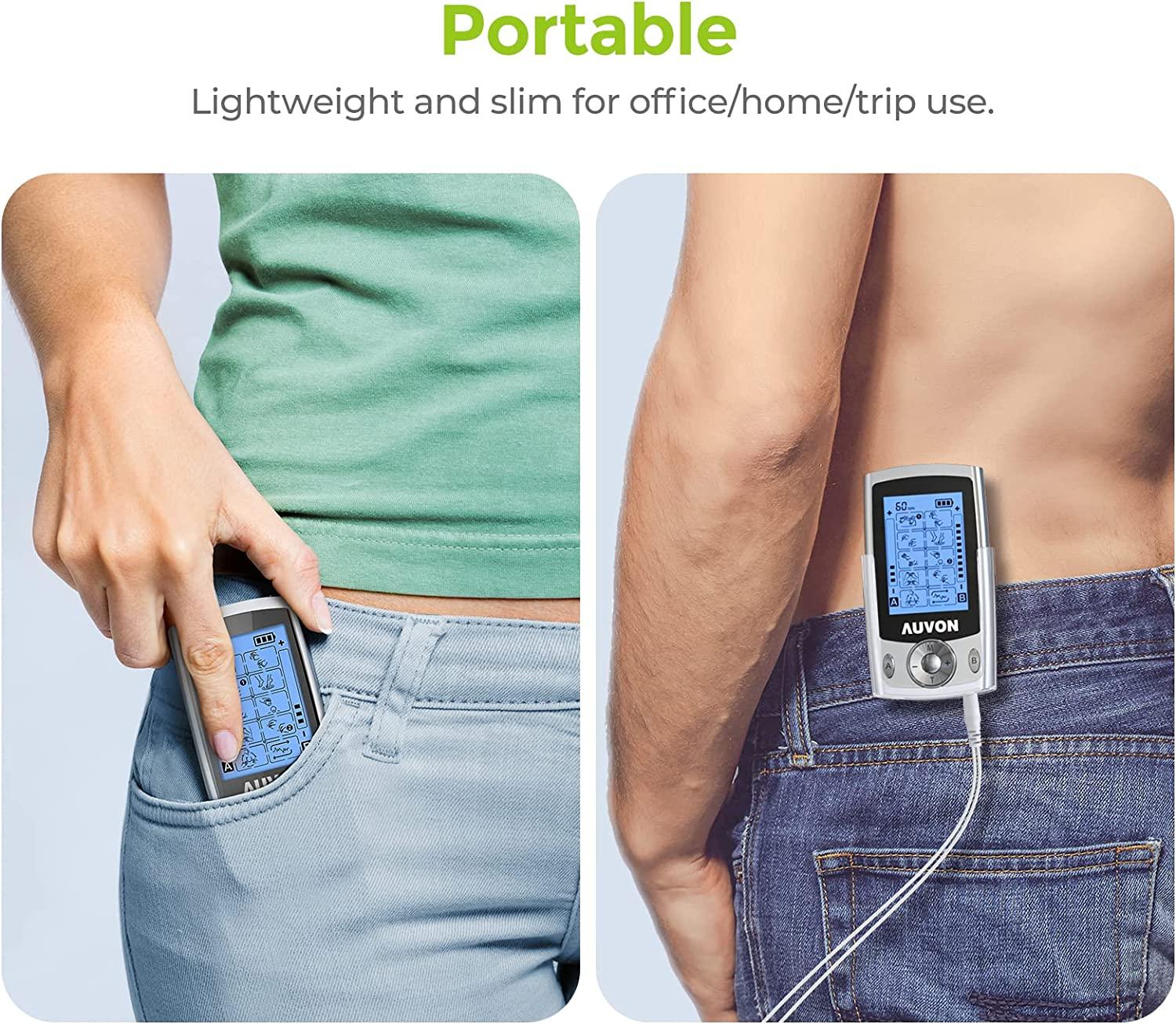 AUVON Dual Channel TENS Unit Muscle Stimulator (Family Pack) 20 Modes ...