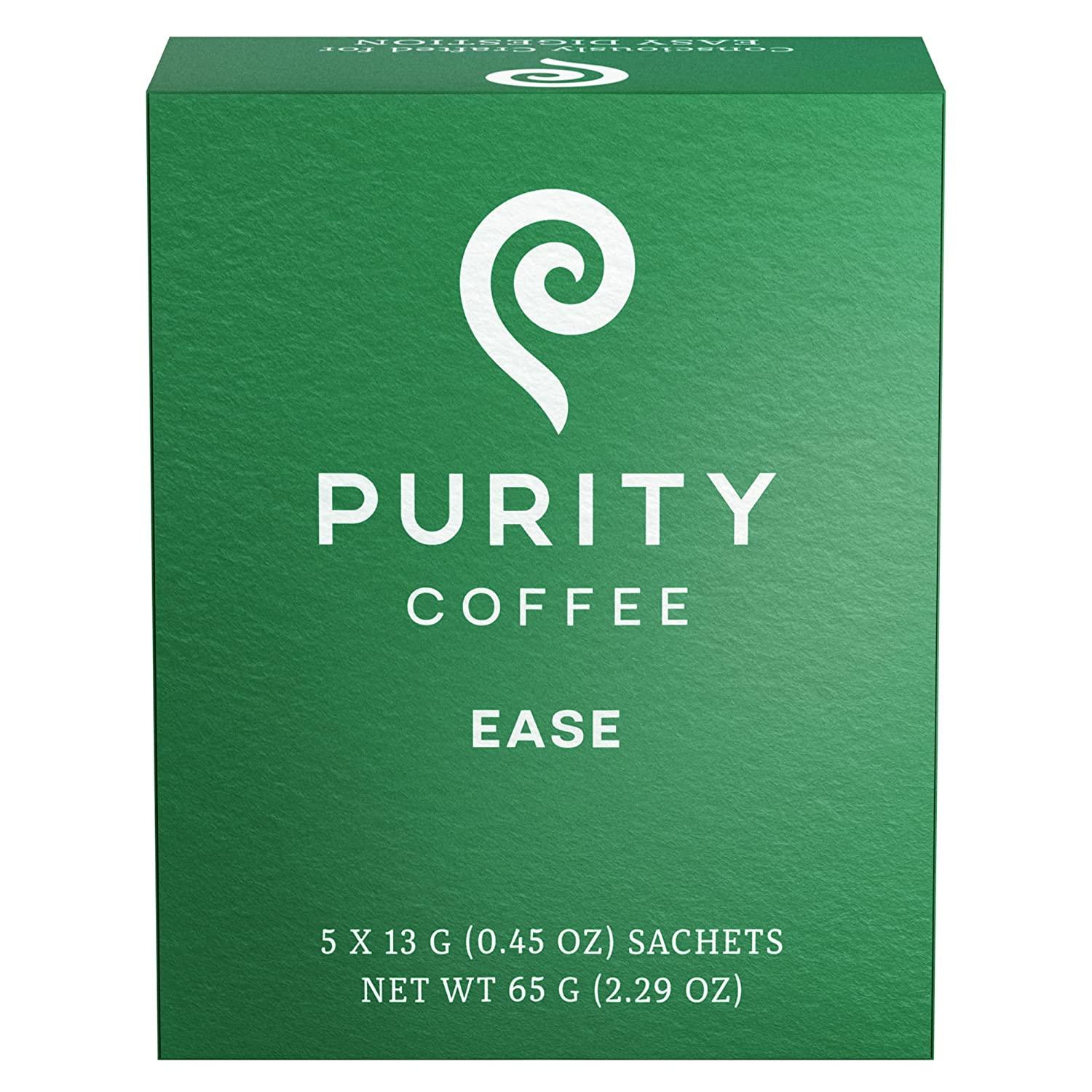 Purity Coffee Ease Dark Roast Low Acid Organic Single-Serve Packets - 5 ct Box | USDA Certified ...