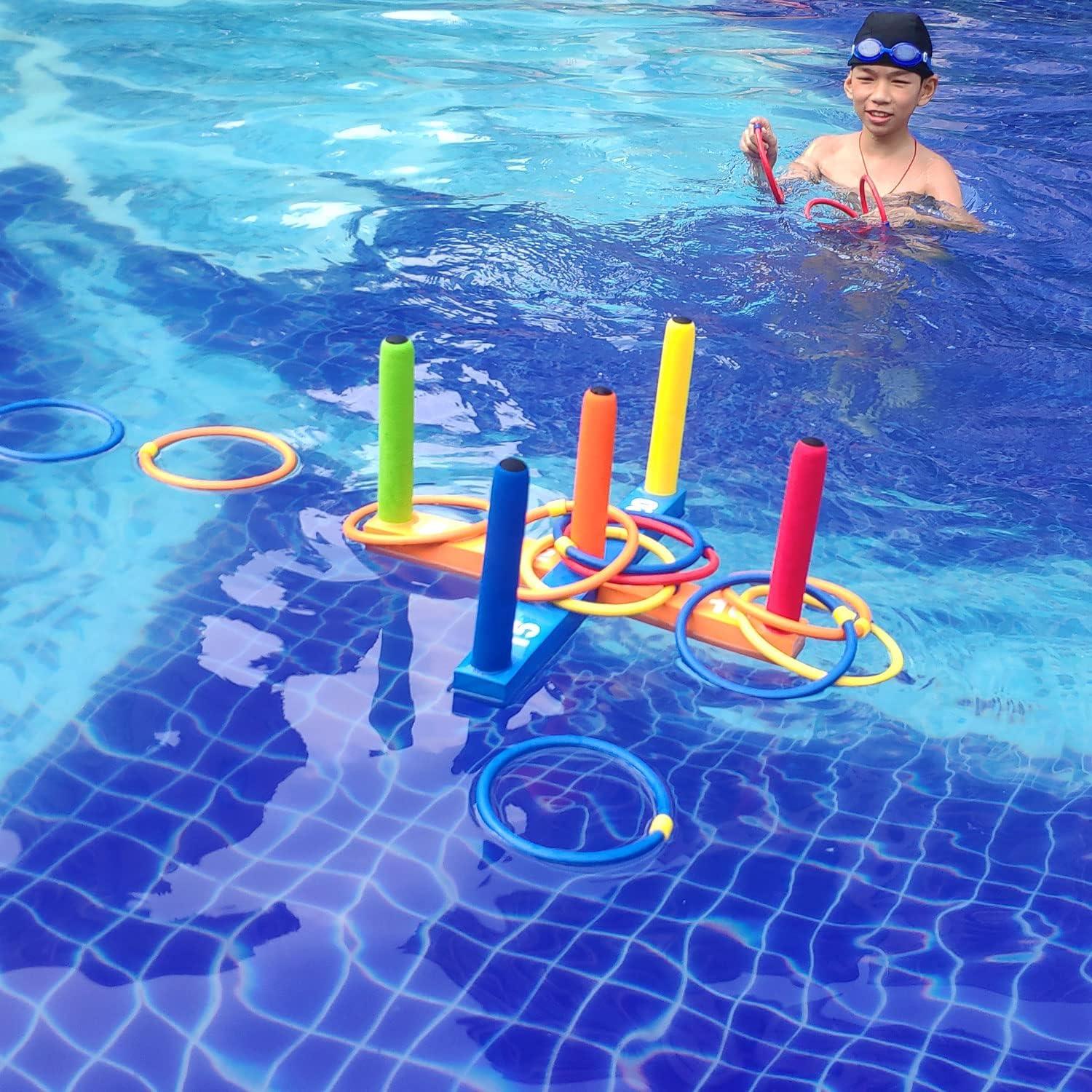 Kids Ring Toss Game Set - Indoor & Outdoor Fun for Family - 5 Poles, 2 ...