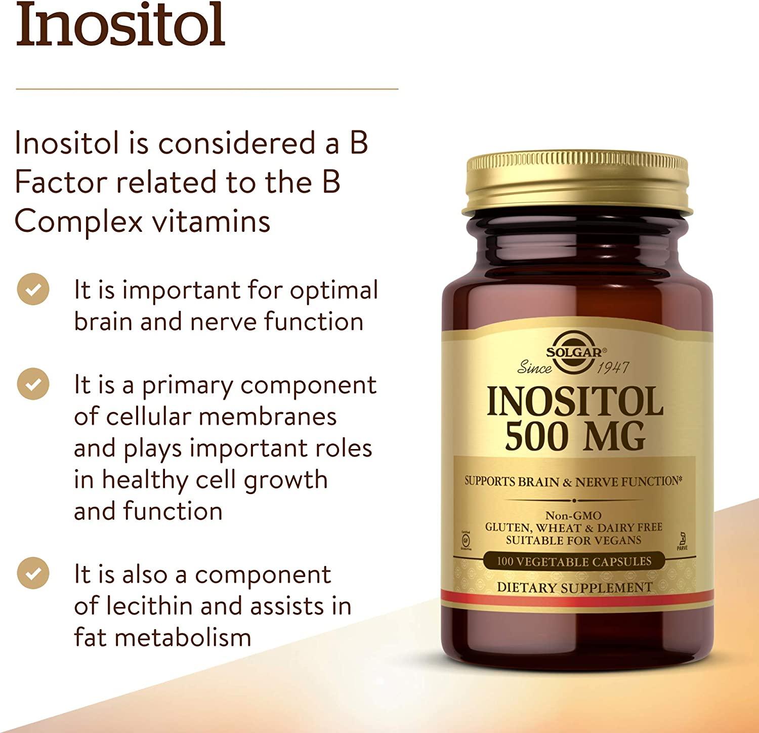 Inositol 500mg Solgar 100 VCaps - Natural Mood and Hormone Support ...