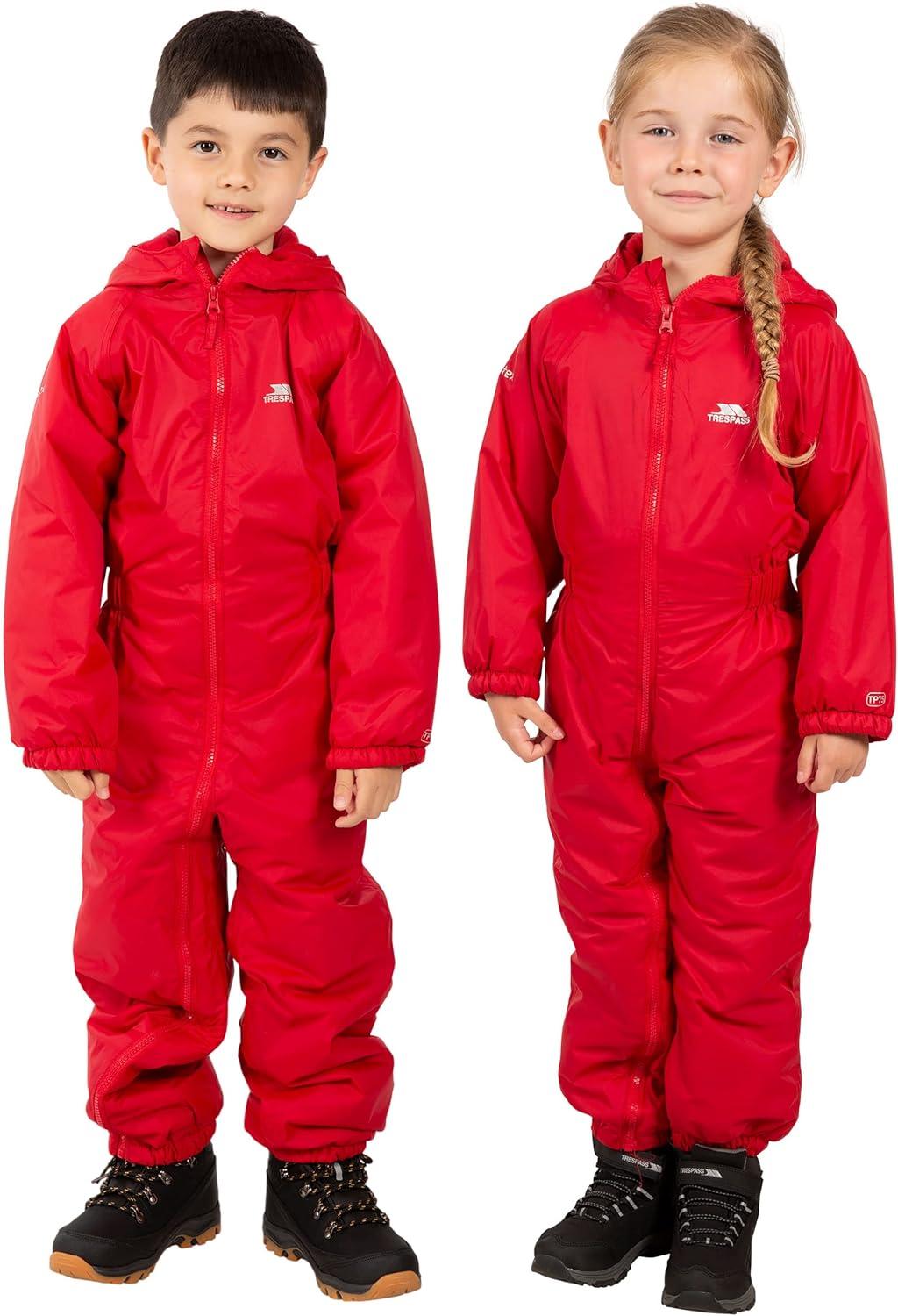 Trespass Kids' Waterproof Rain Suit 5-6 Years - Signal Red | Outdoor ...