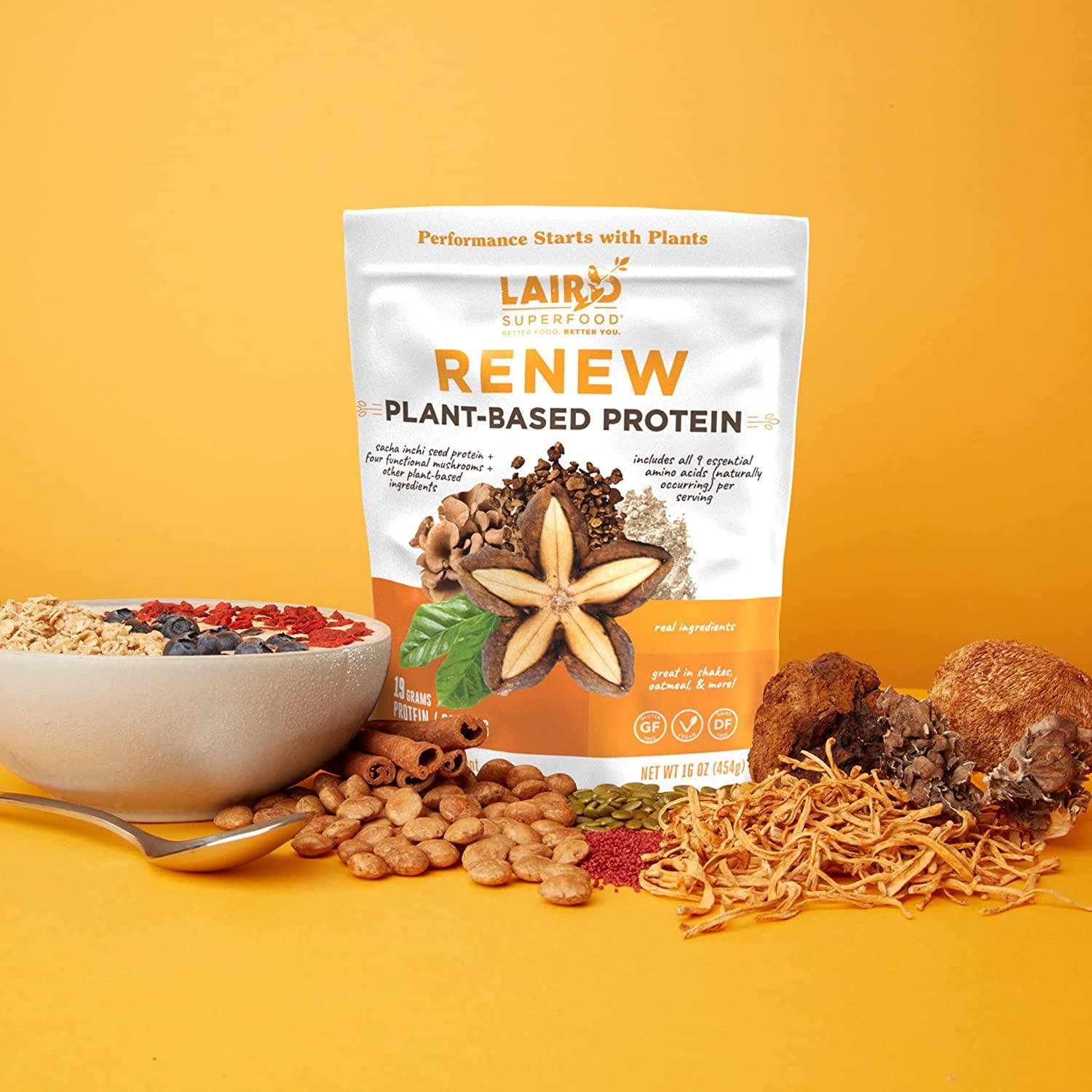 Laird Superfood Renew Plant-Based Protein Powder - 19g Protein, Vegan ...