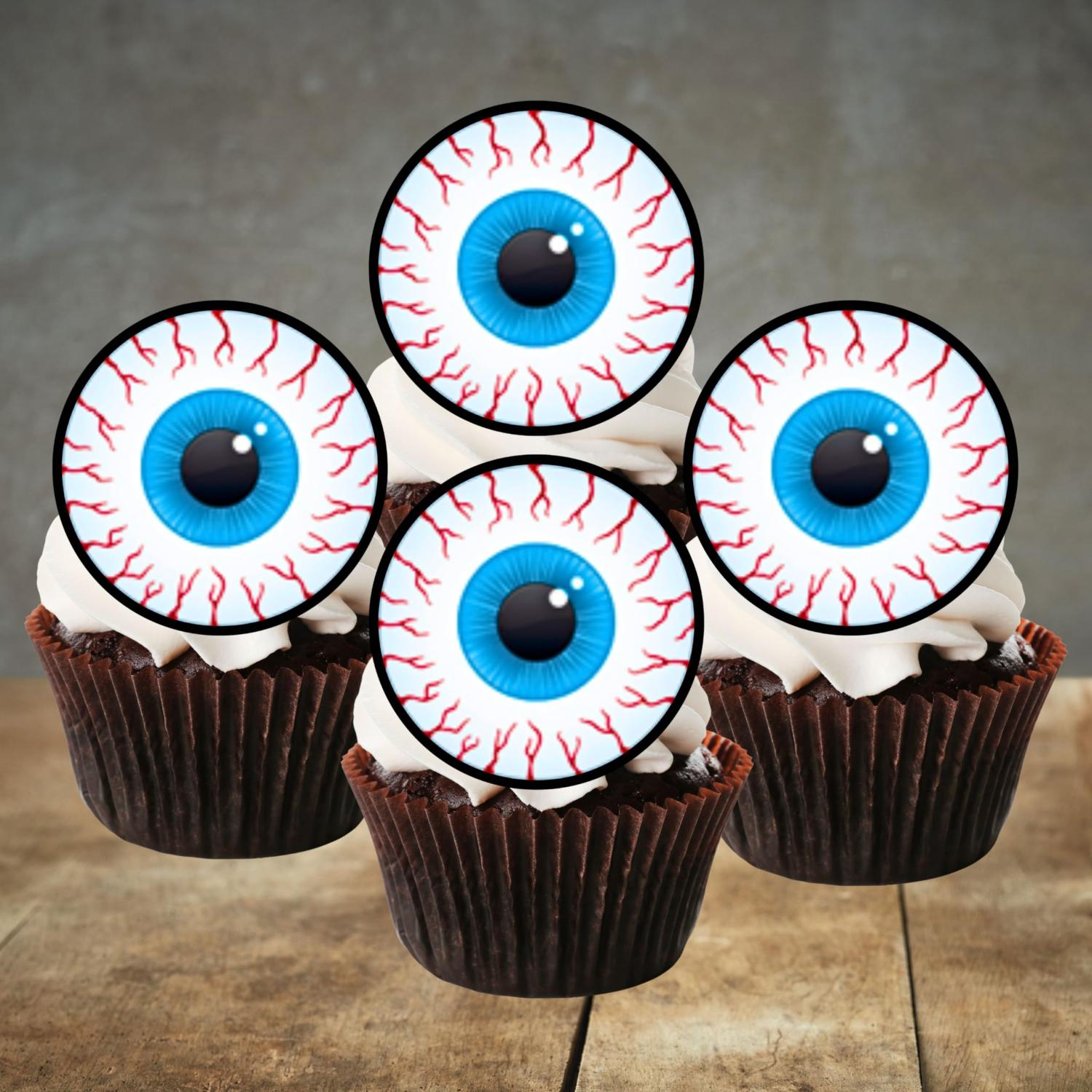 PRECUT Eyeball Cupcake Toppers Eyeballs Edible Cake Decorations Edible ...